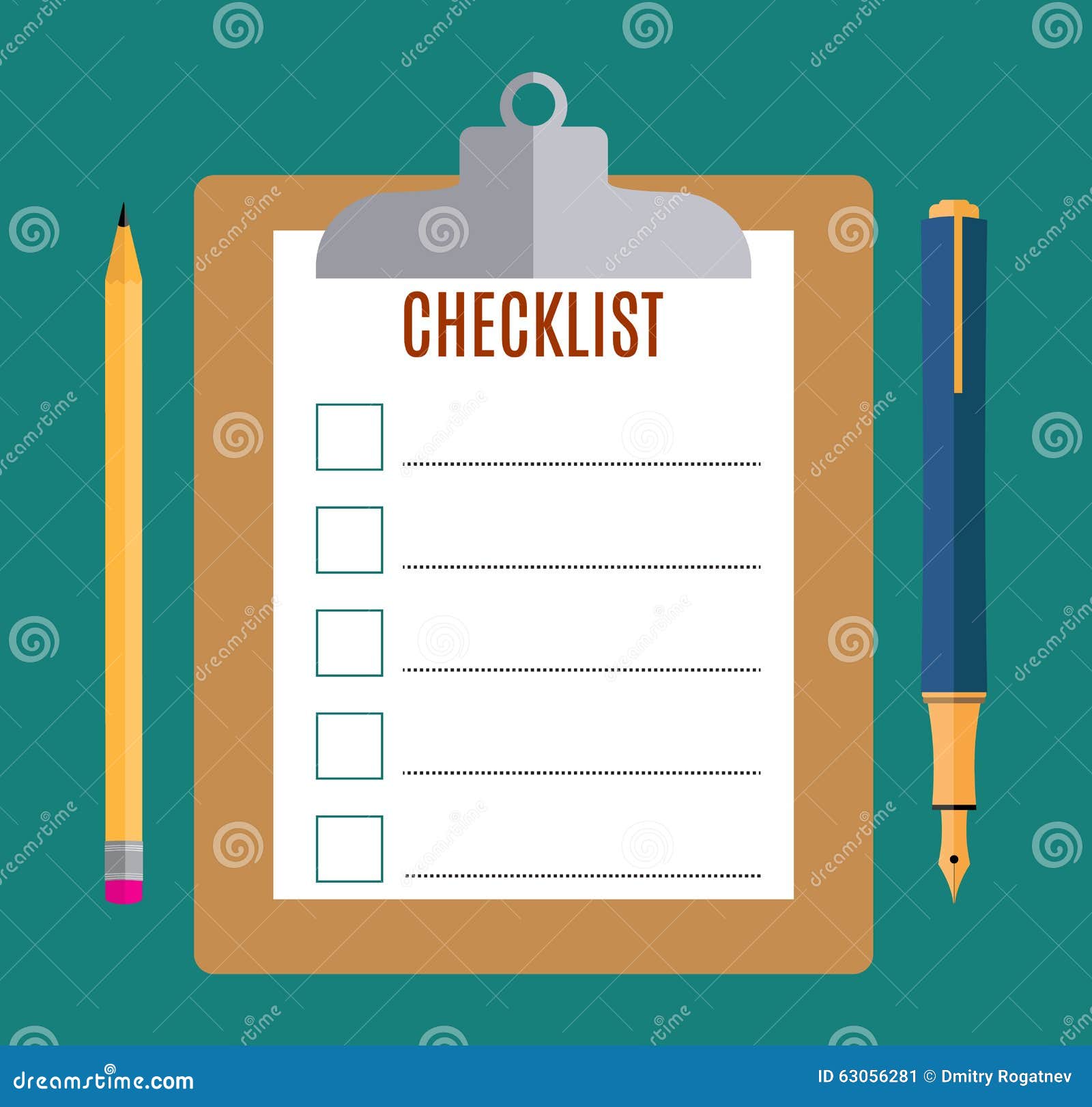 Clipboard with Blank Checklist Form, Stock Vector - Illustration of ... Clipboard with Blank Checklist Form, Stock Vector - Illustration of ...