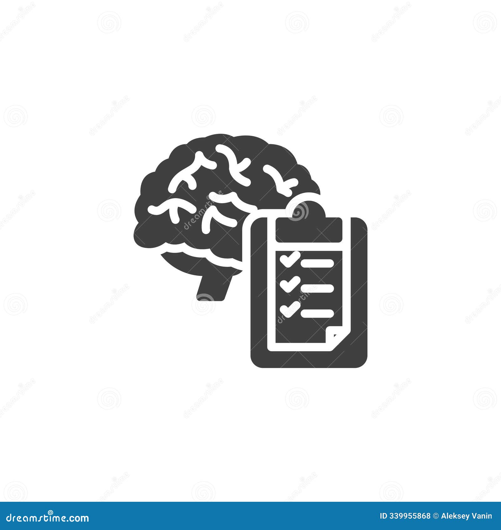 Clipboard with a Brain Vector Icon Stock Illustration - Illustration of ...