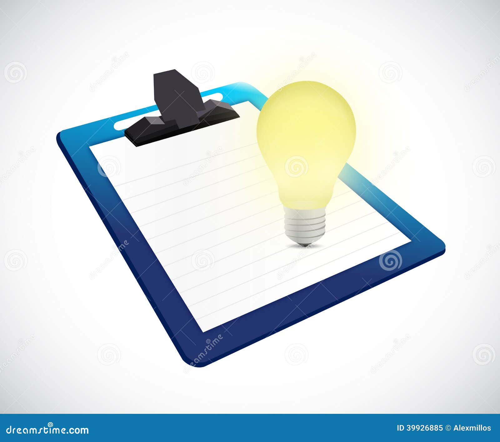 Clipboard and Bright Light Bulb Illustration Stock Illustration ...