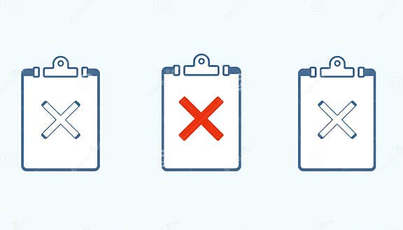 Clipboard with Cancel Icon Shows Rejection of Document. Simple Graphic ...