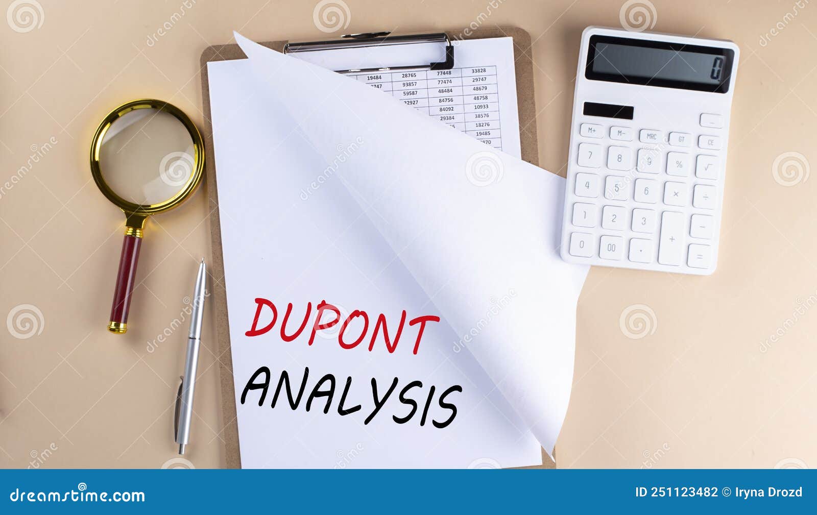 Clipboard with Chart and Text DuPont Analysis with Magnifier ...