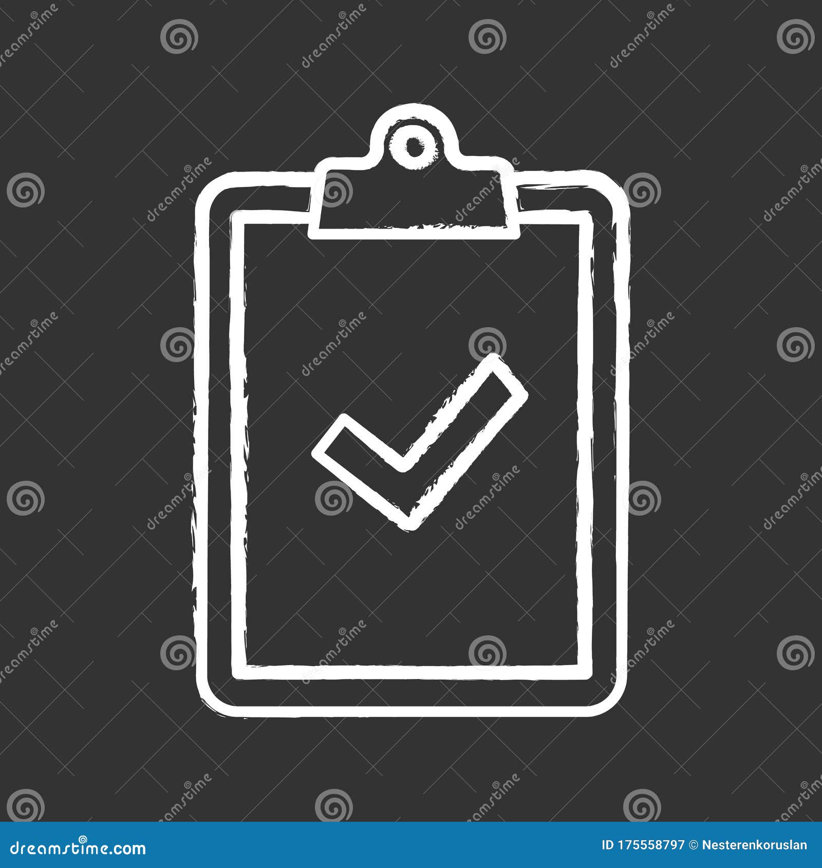 Clipboard with Check Mark Chalk Icon Stock Vector - Illustration of ...