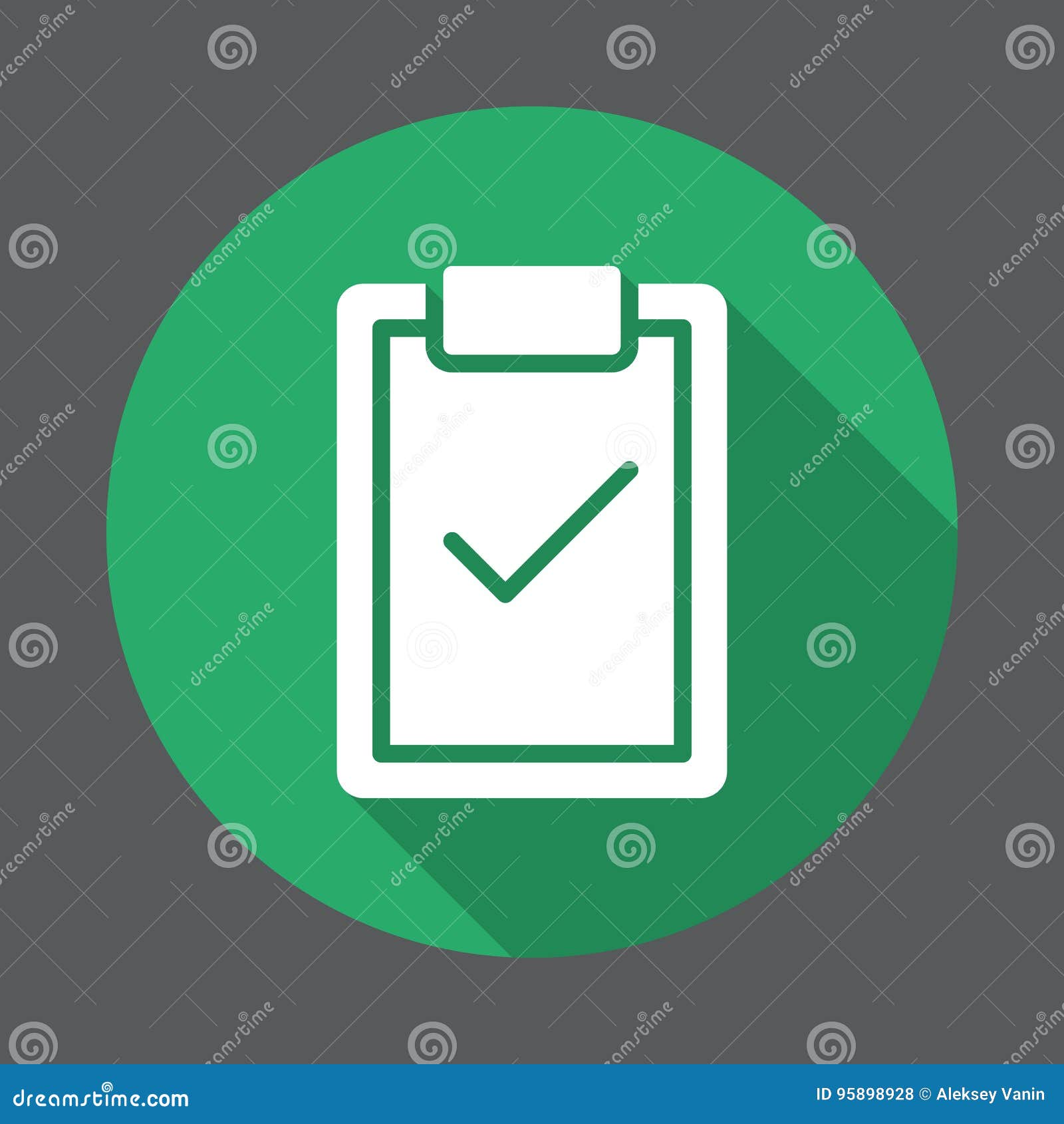 Clipboard with Check Mark Flat Icon. Round Colorful Button, Circular ...
