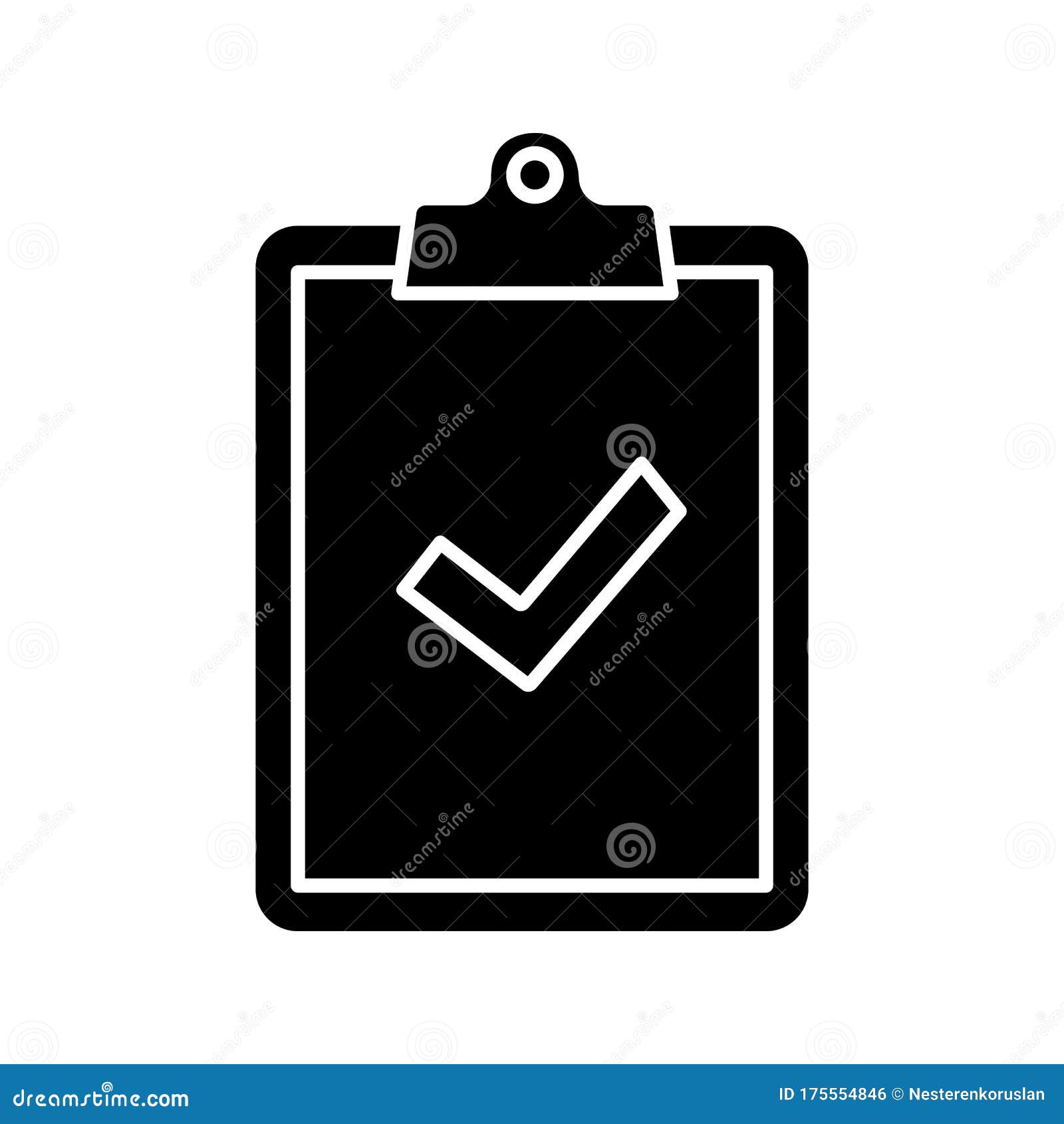 Clipboard with Check Mark Glyph Icon Stock Vector - Illustration of ...