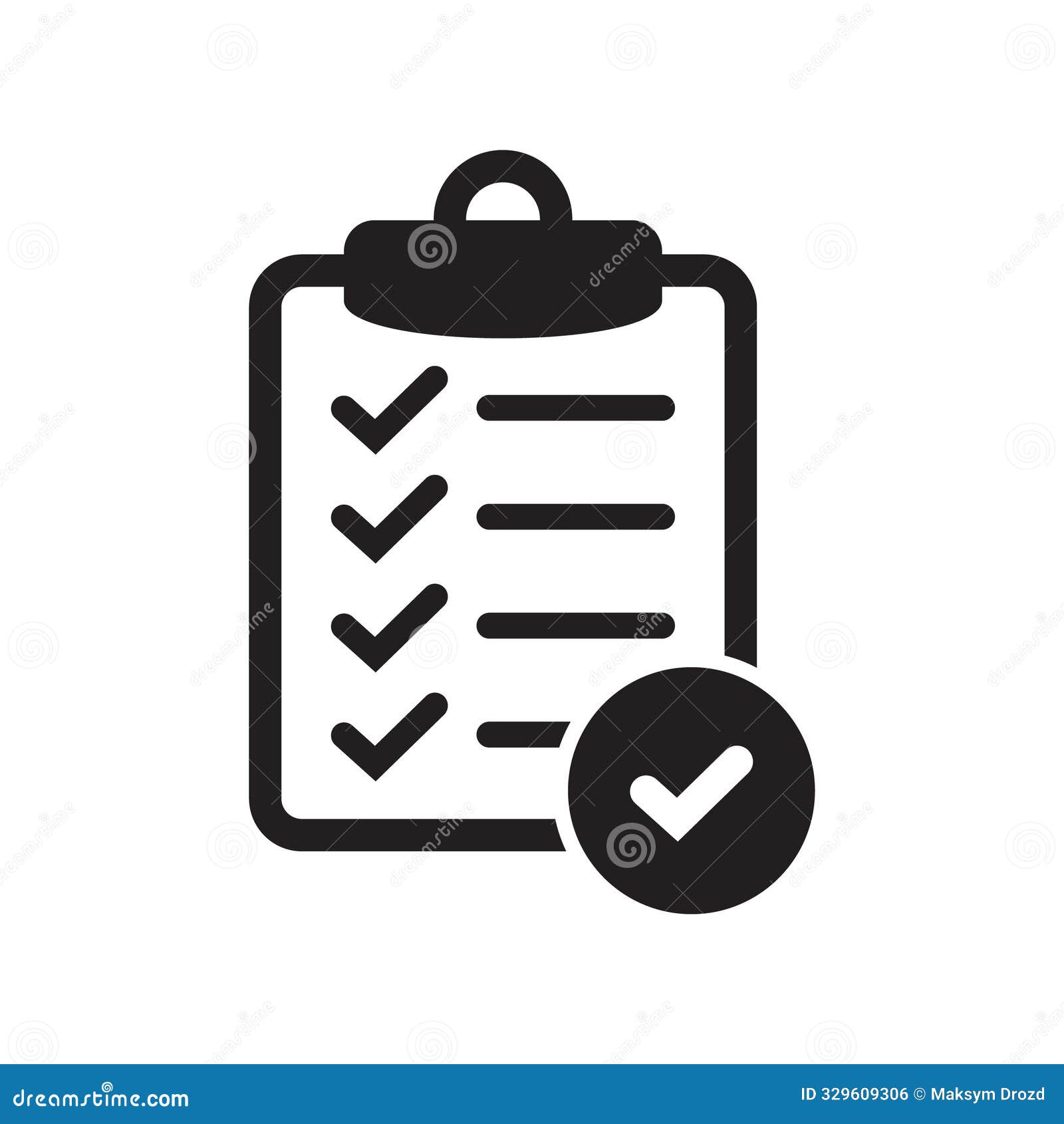 Clipboard with Check Mark Icon Isolated on Background. Checklist Sign ...