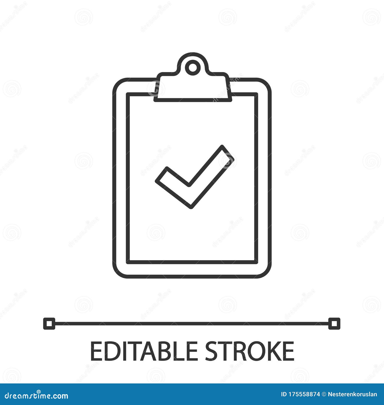 Clipboard with Check Mark Linear Icon Stock Vector - Illustration of ...