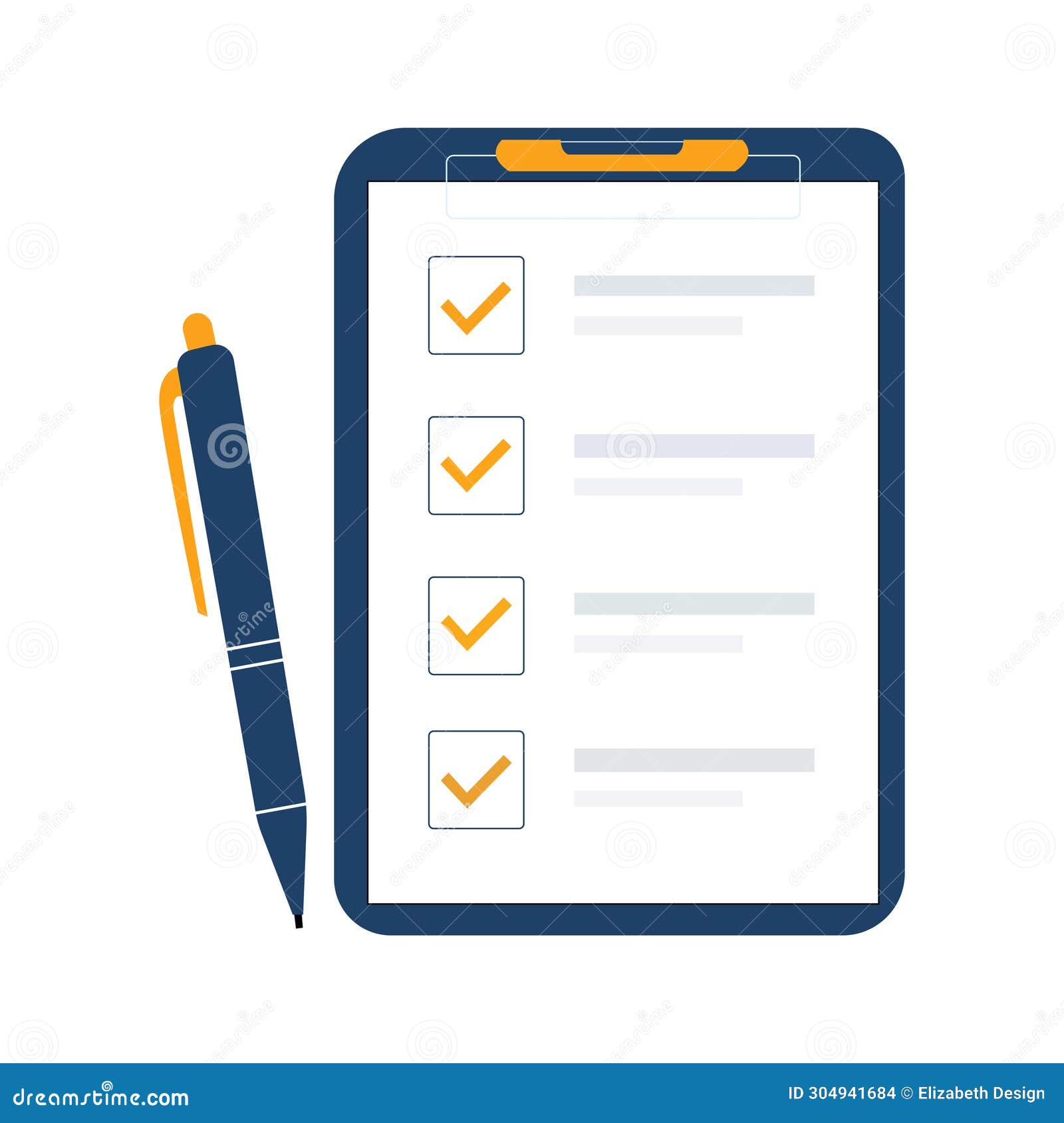 Clipboard and Check Marks. Flat Style Design Vector Illustration Stock ...