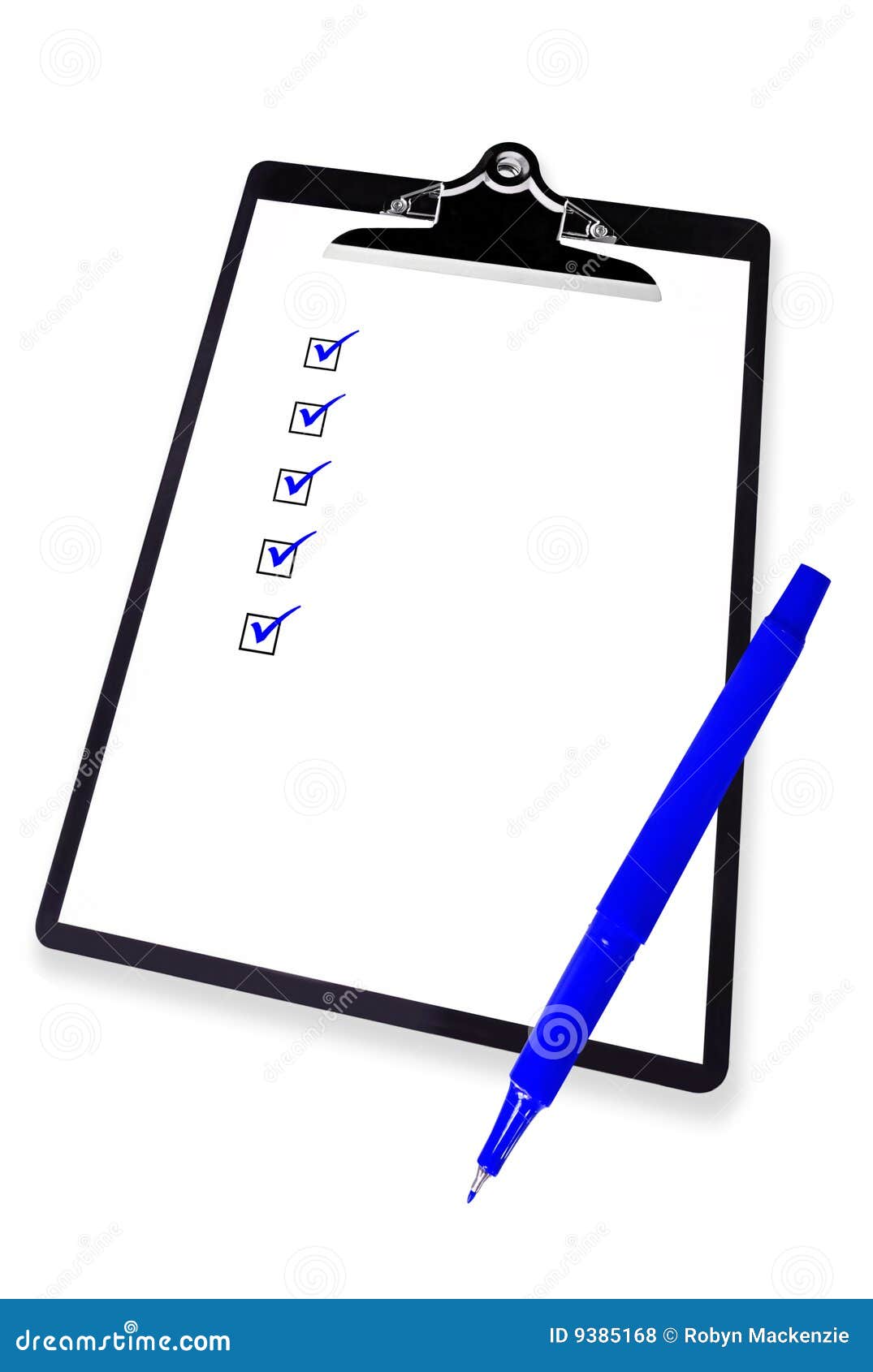 Clipboard with Checklist and Blue Pen Stock Photo - Image of printed ...