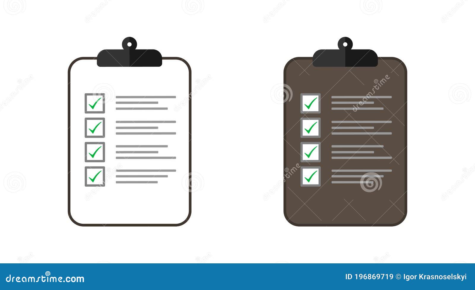 Clipboard with Checklist and Check Marks. Clipboard and Marks in Flat ...