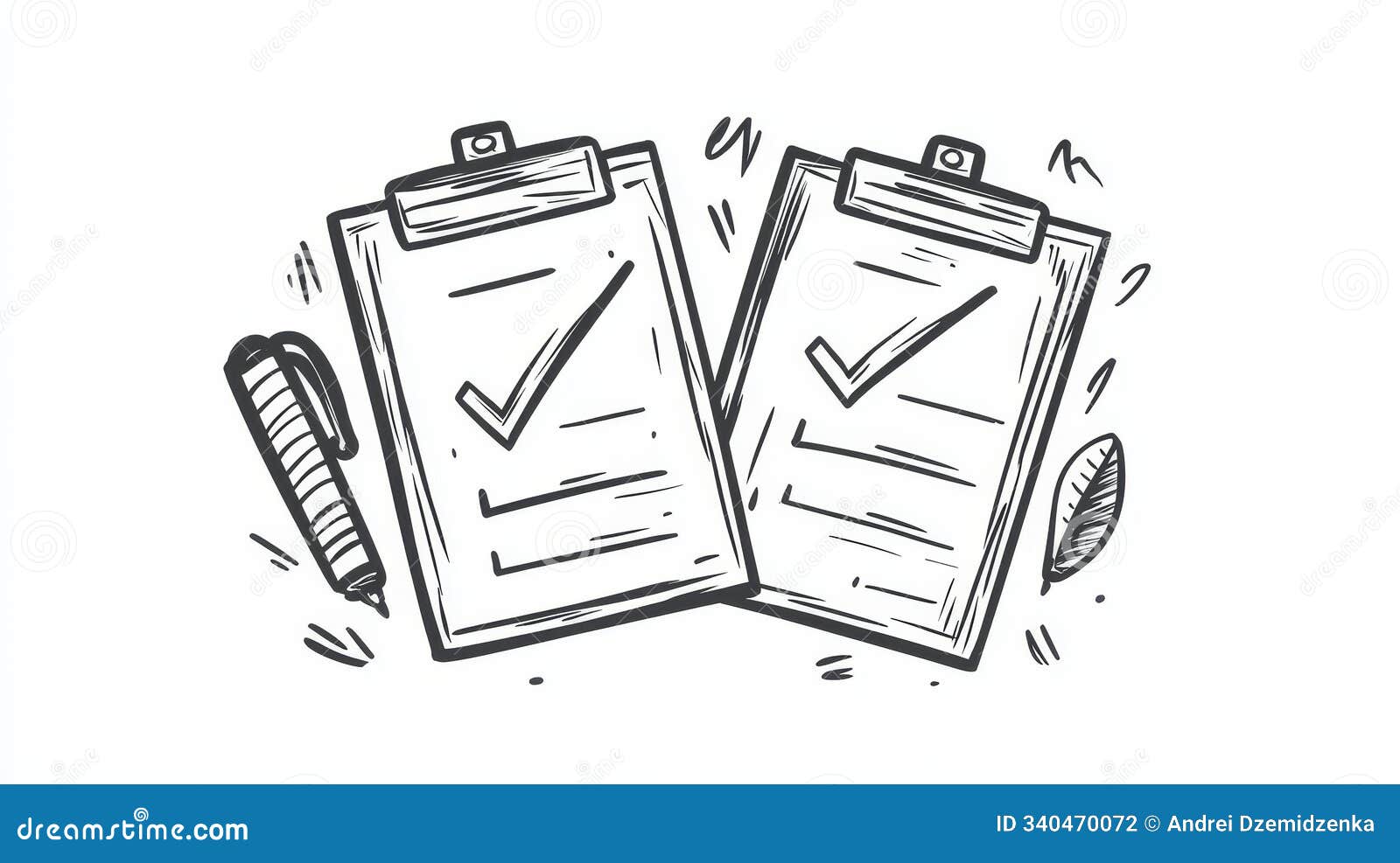 A Clipboard with a Checklist. a Continuous Line Drawing of One Line ...