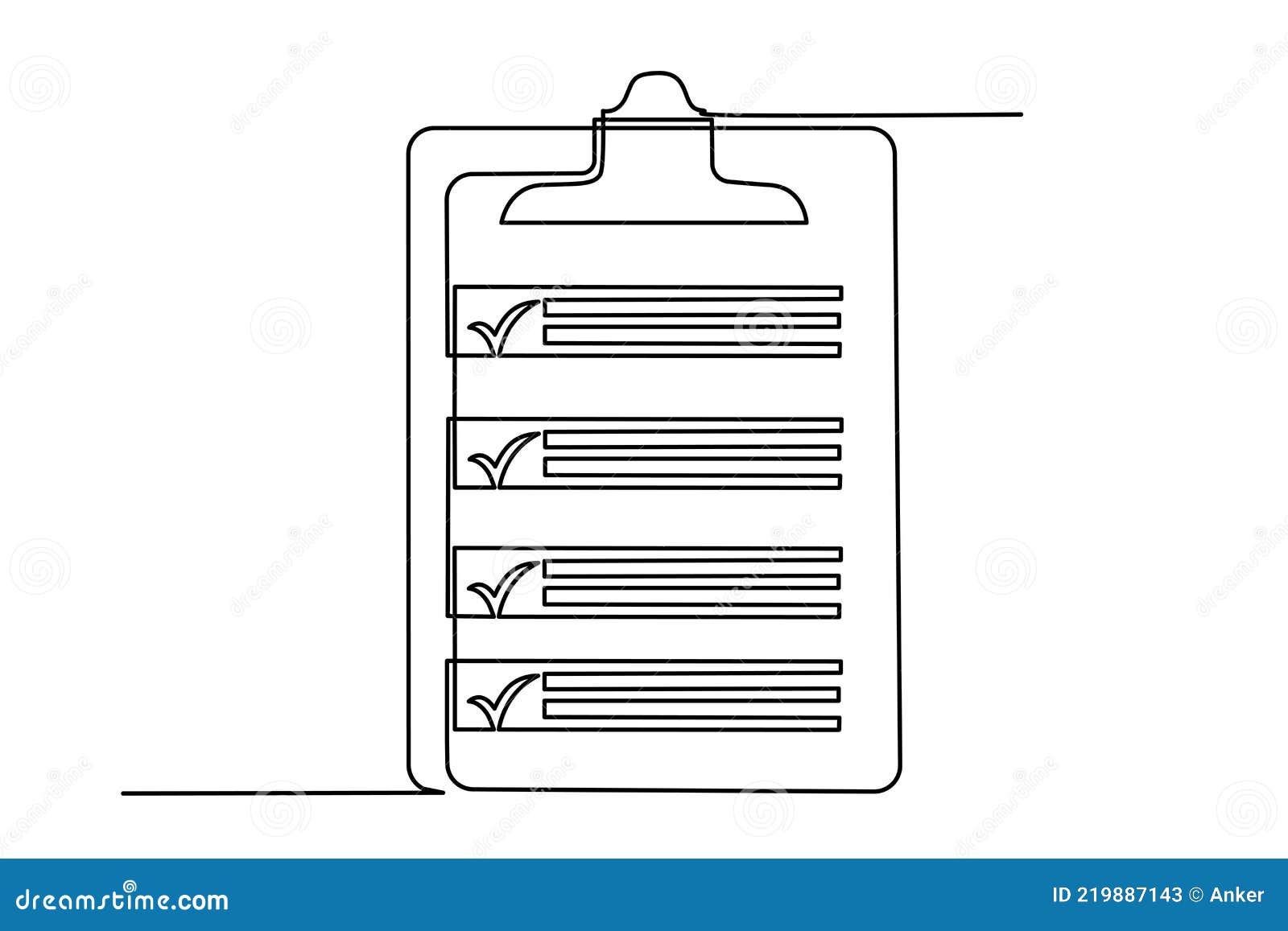 Clipboard with Checklist. Continuous Line One Drawing Stock Vector ...