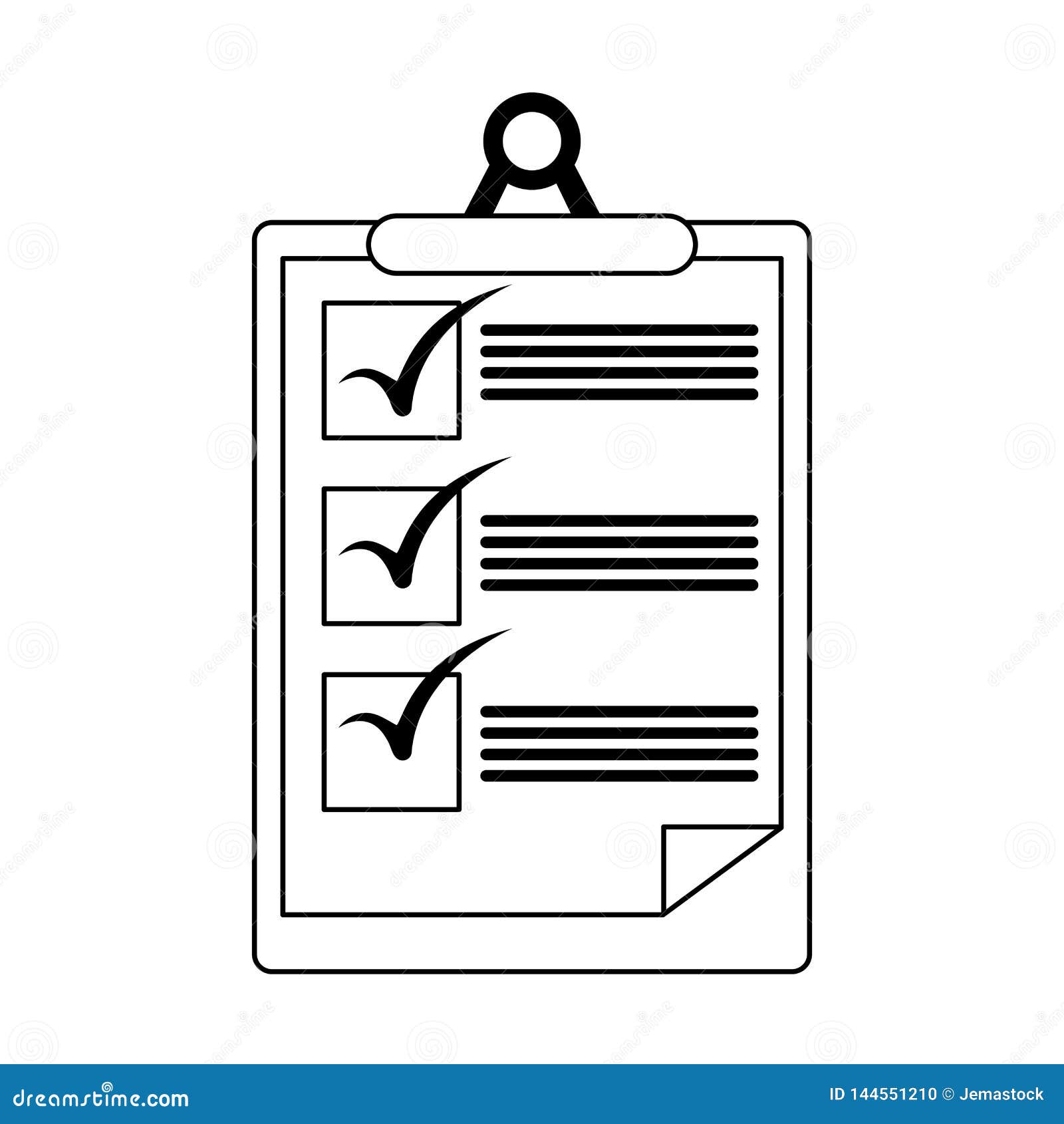 Clipboard Checklist Document Symbol in Black and White Stock Vector ...