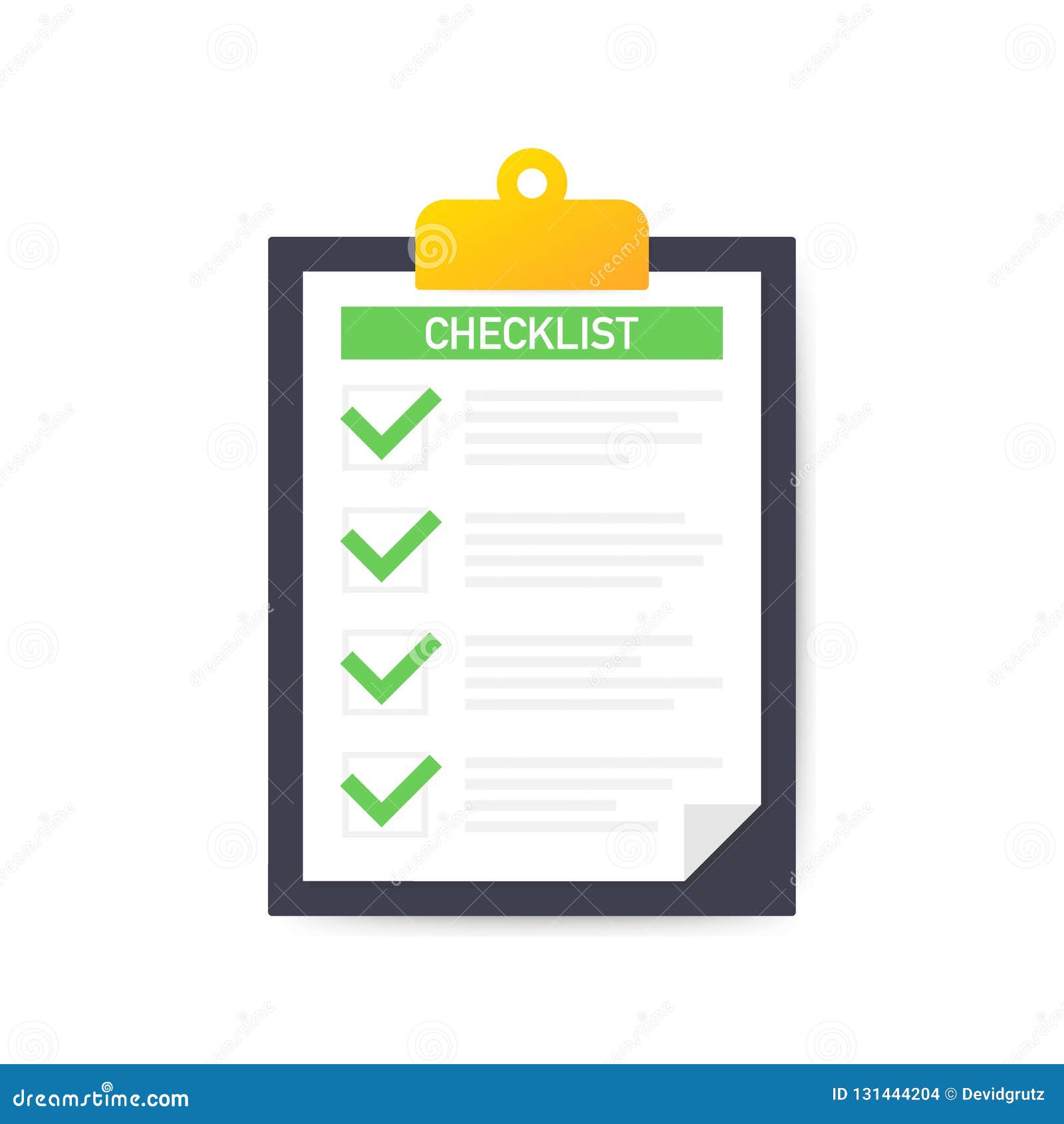 Clipboard and Checklist in Flat Design. Vector Illustration. Stock ... Clipboard and Checklist in Flat Design. Vector Illustration. Stock ...