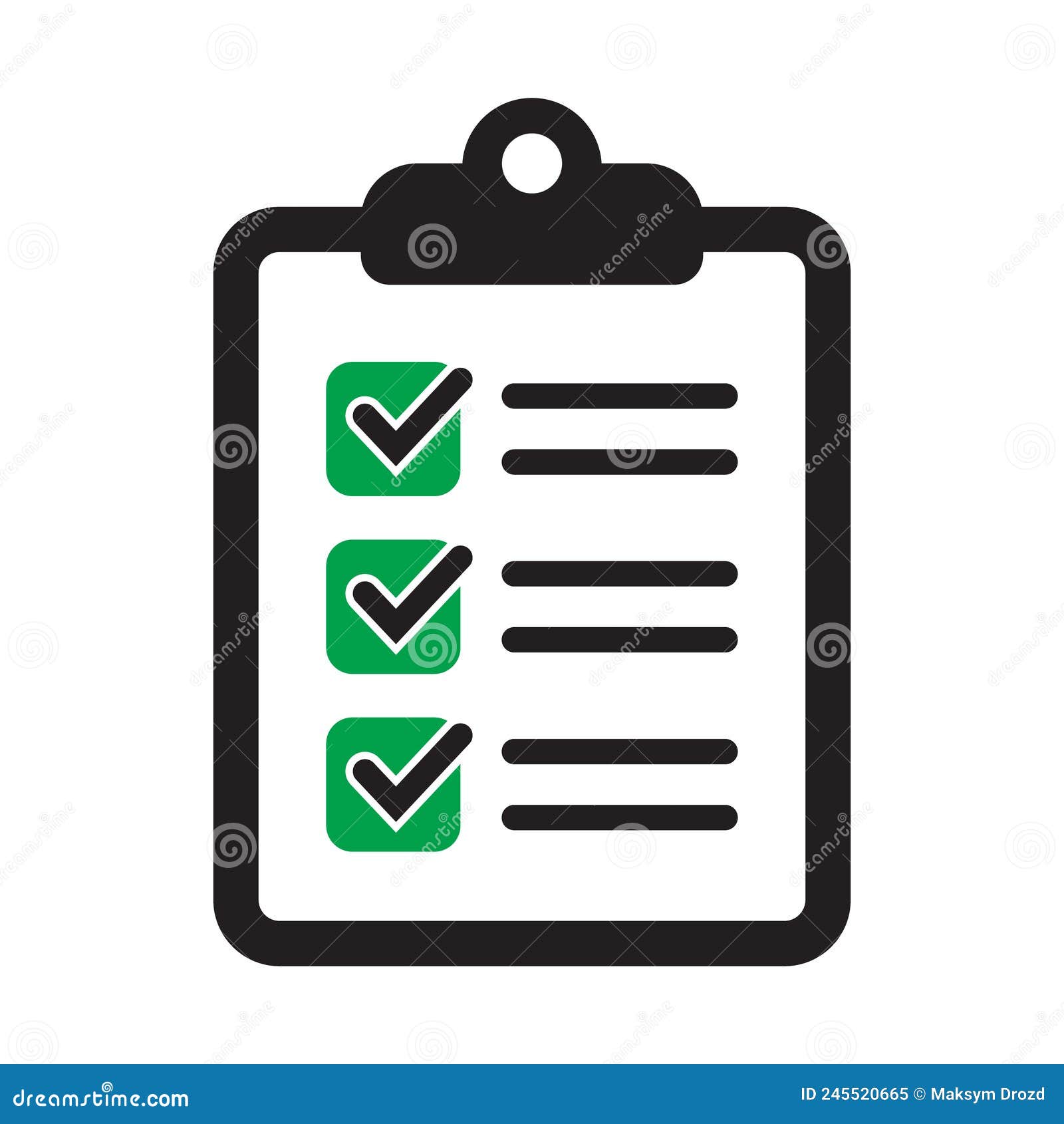 Checklist With Box And Green Label. Check Mark For Assignment Or Exam ...
