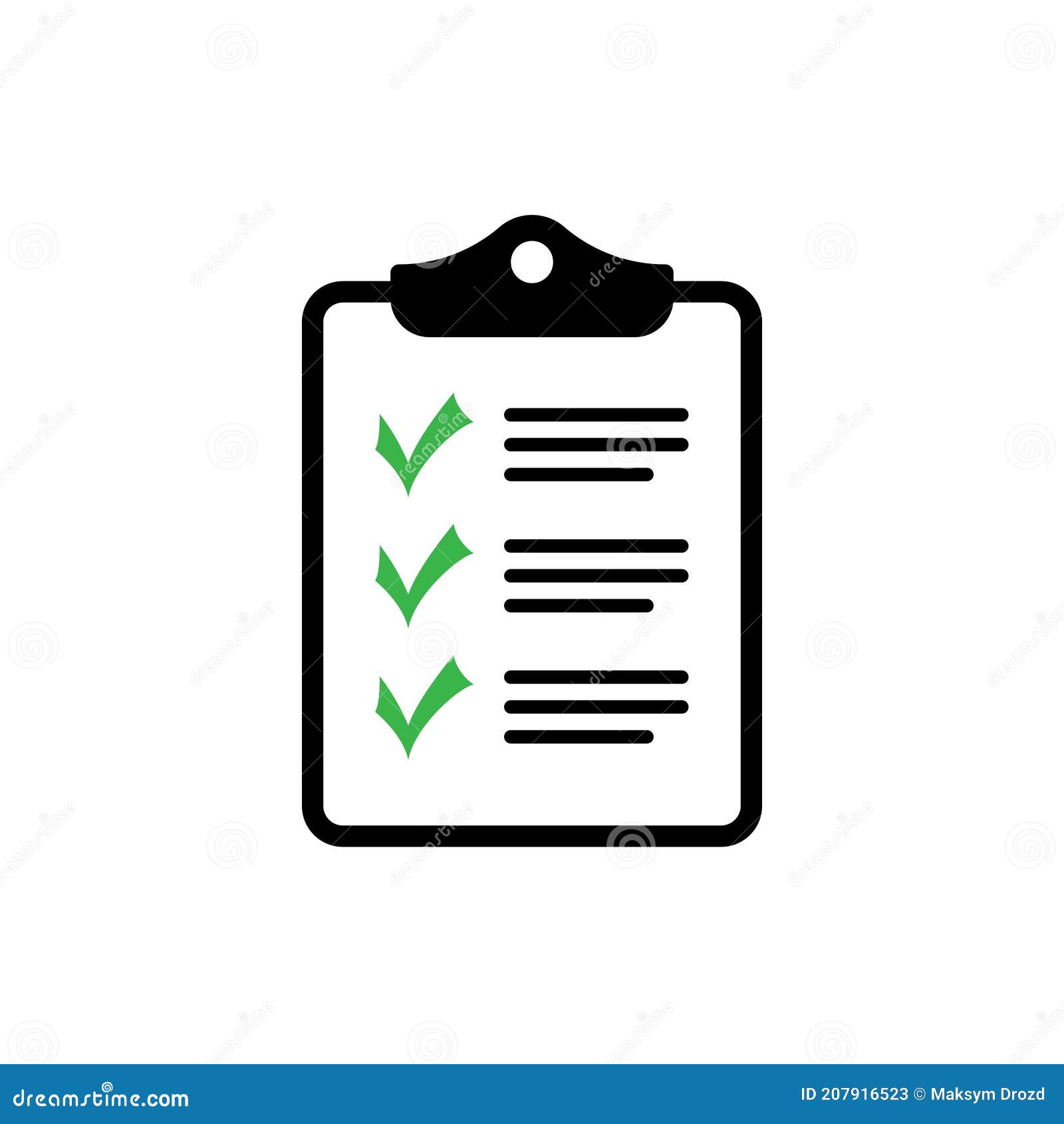 Clipboard With Checklist With Green Checkmarks Icon. Cartoon Vector ...