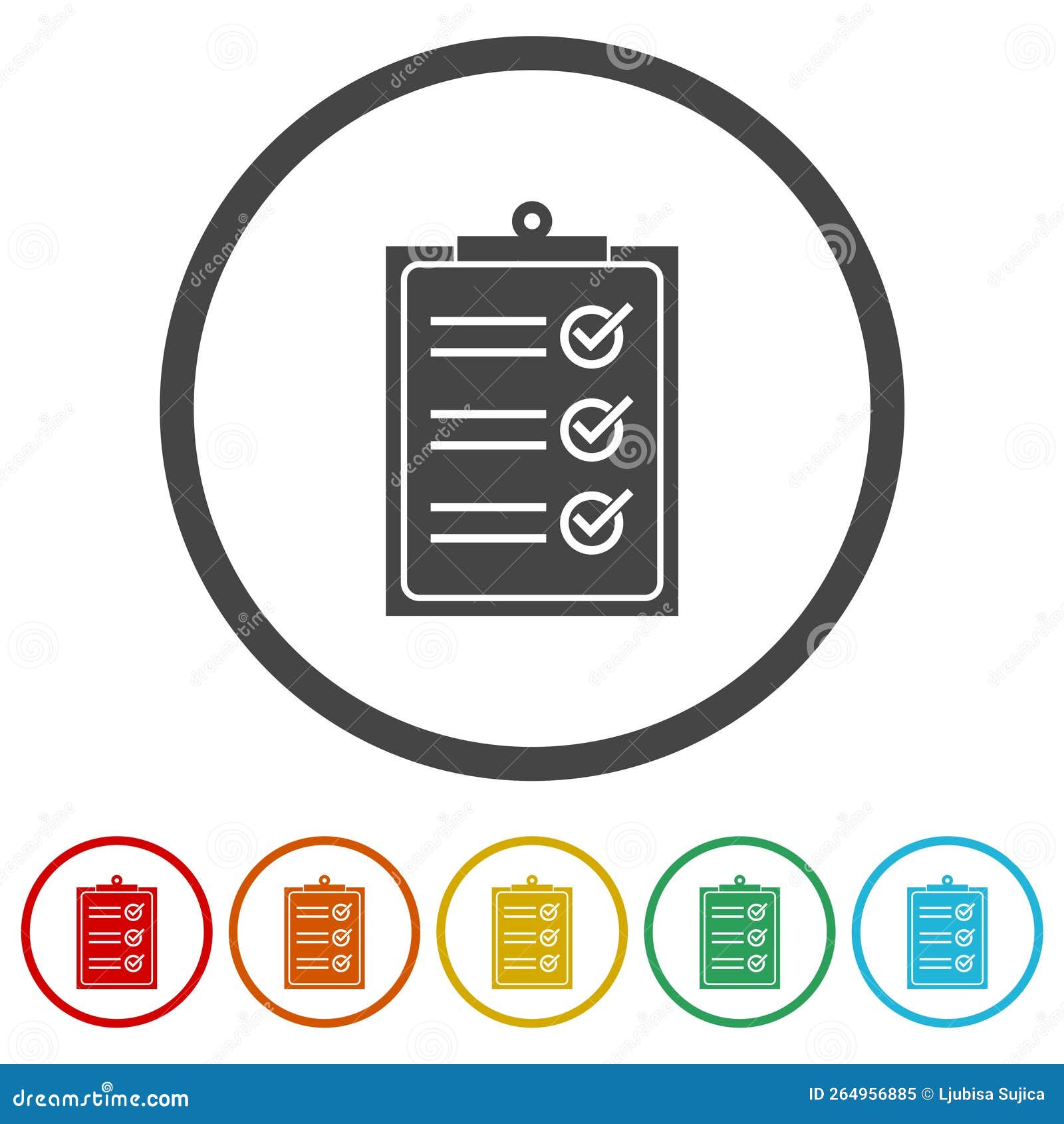 Clipboard with Checklist Icon. Set Icons in Color Circle Buttons Stock ...