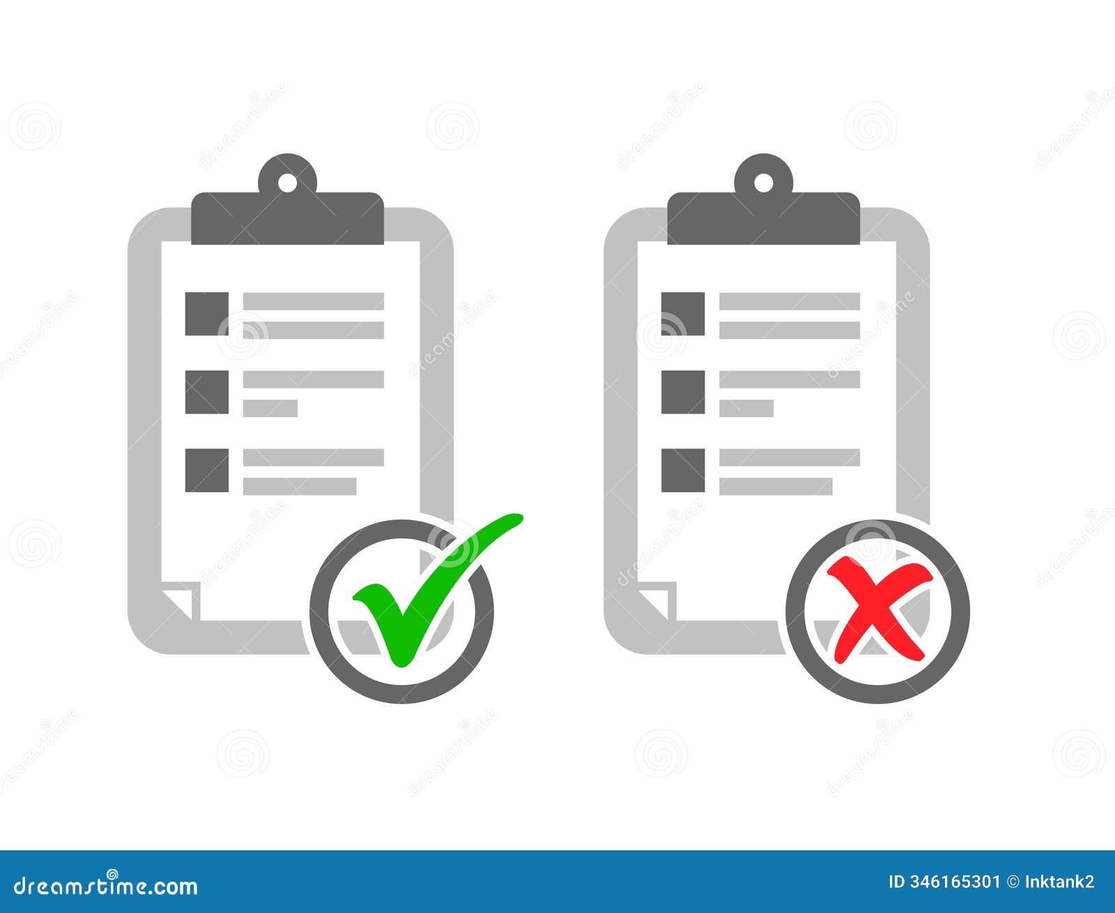 Clipboard Checklist Icon Set Tick Check Cross Stock Vector ...