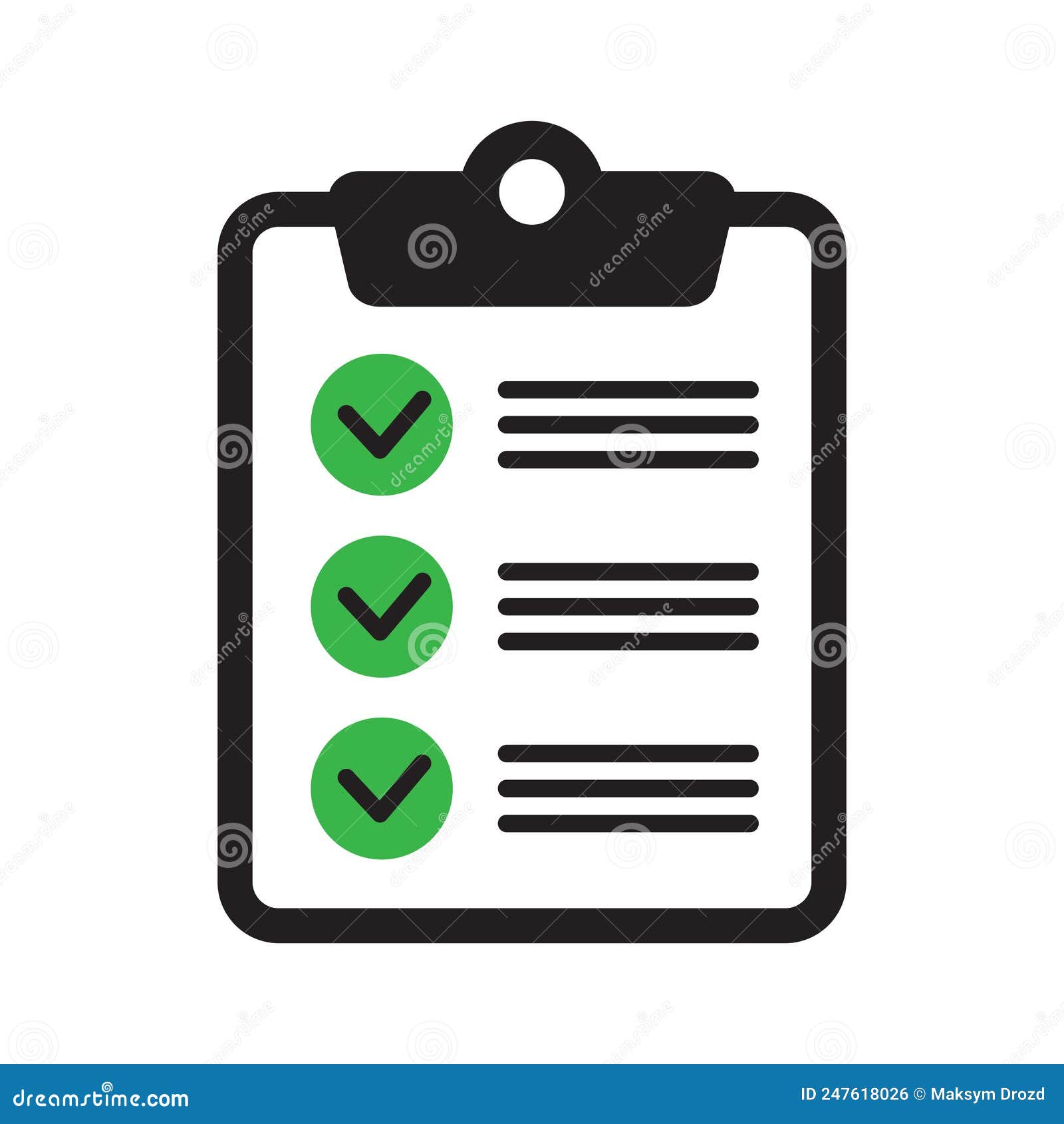 Clipboard with Checklist Icon for Web with Green Check Boxes Isolated ...