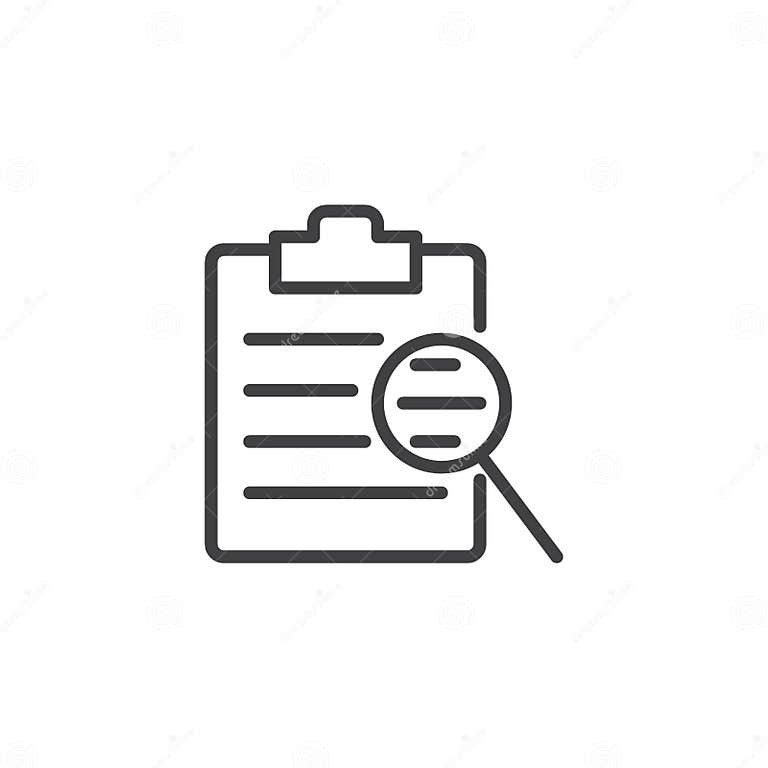 Clipboard Checklist and Magnifying Glass Line Icon Stock Vector ... Clipboard Checklist and Magnifying Glass Line Icon Stock Vector ...