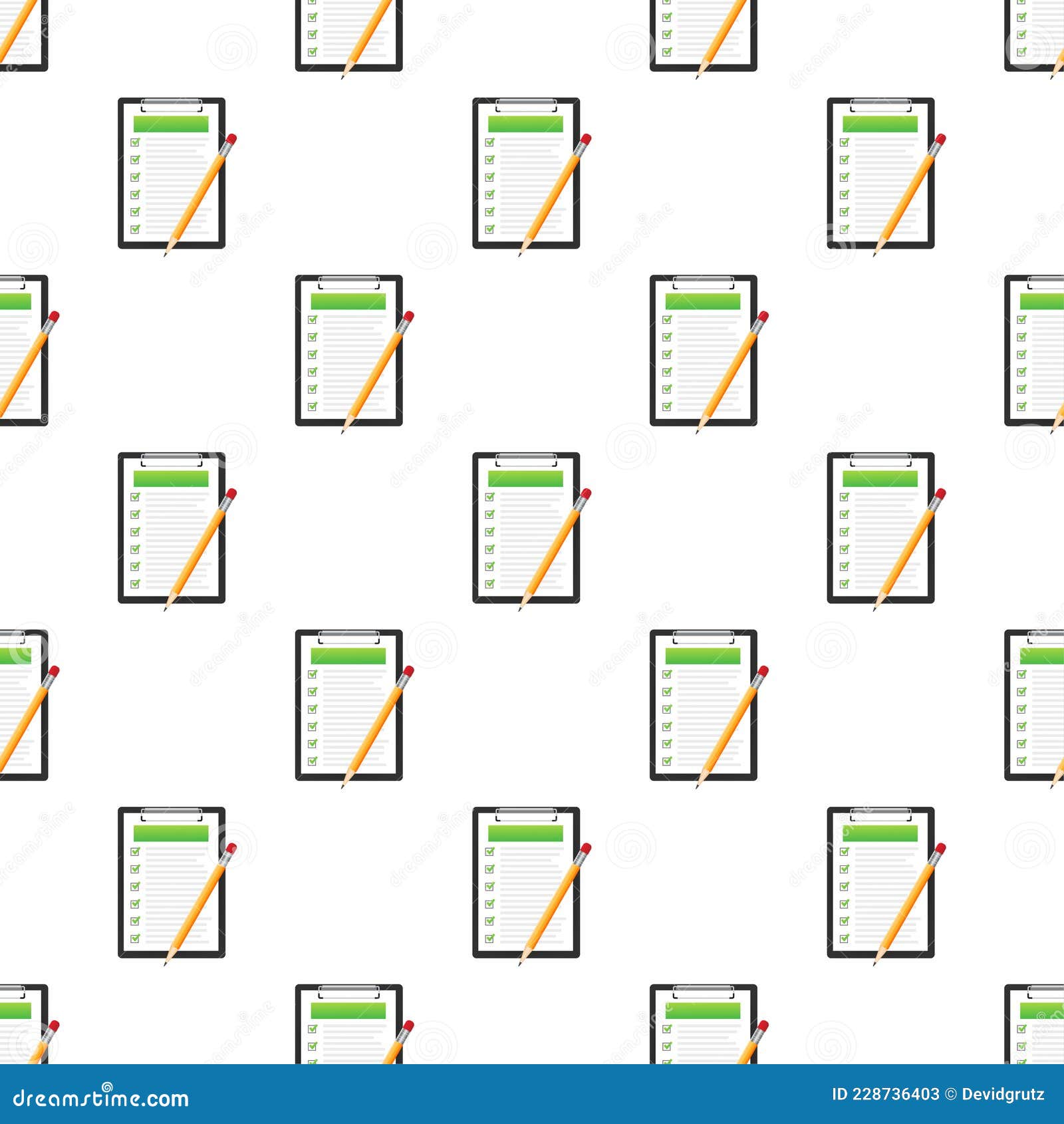 Clipboard with Checklist Pattern. Vector Stock Illustration. Stock ...