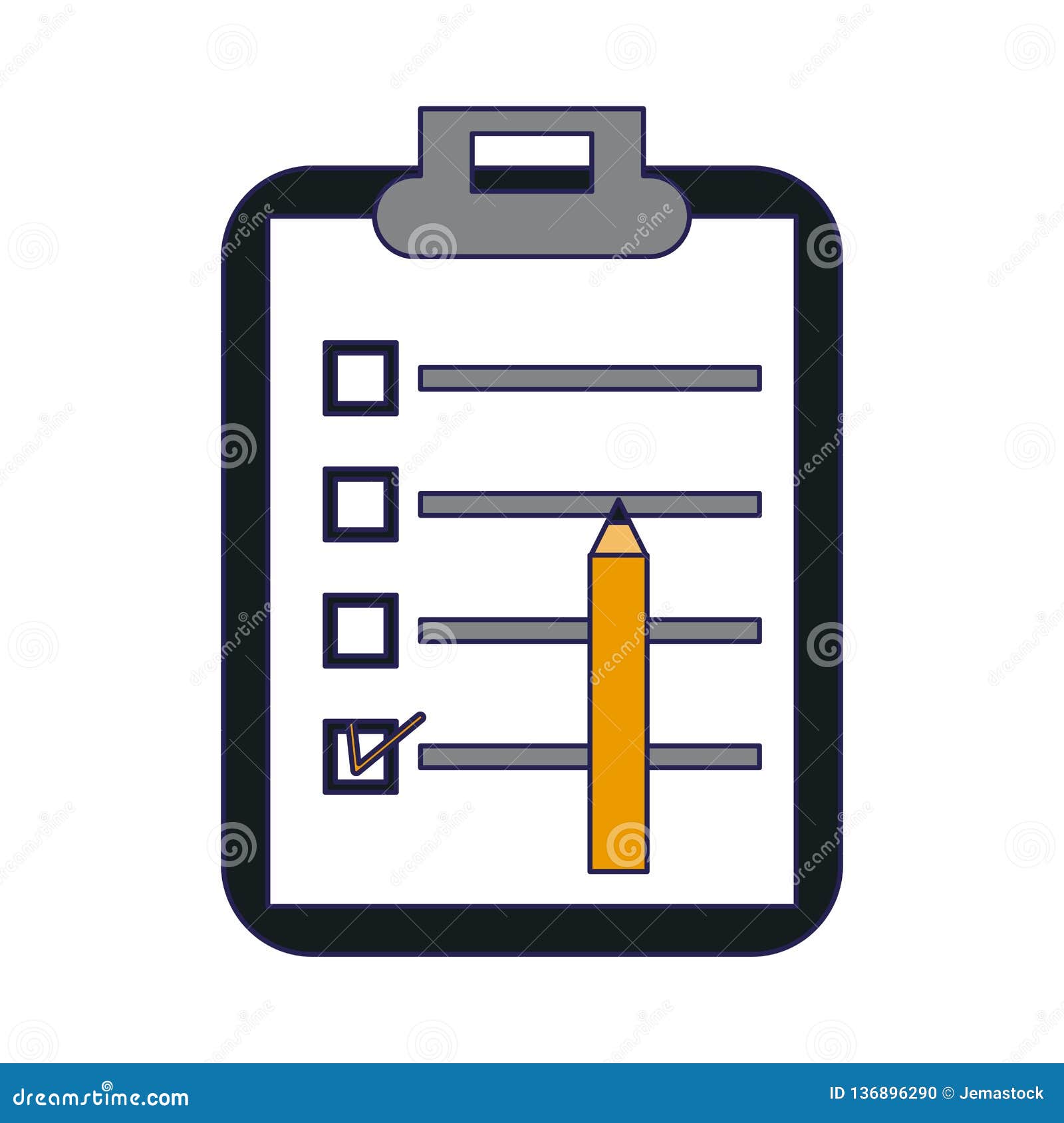 Clipboard with Checklist and Pencil Stock Vector - Illustration of clip ...