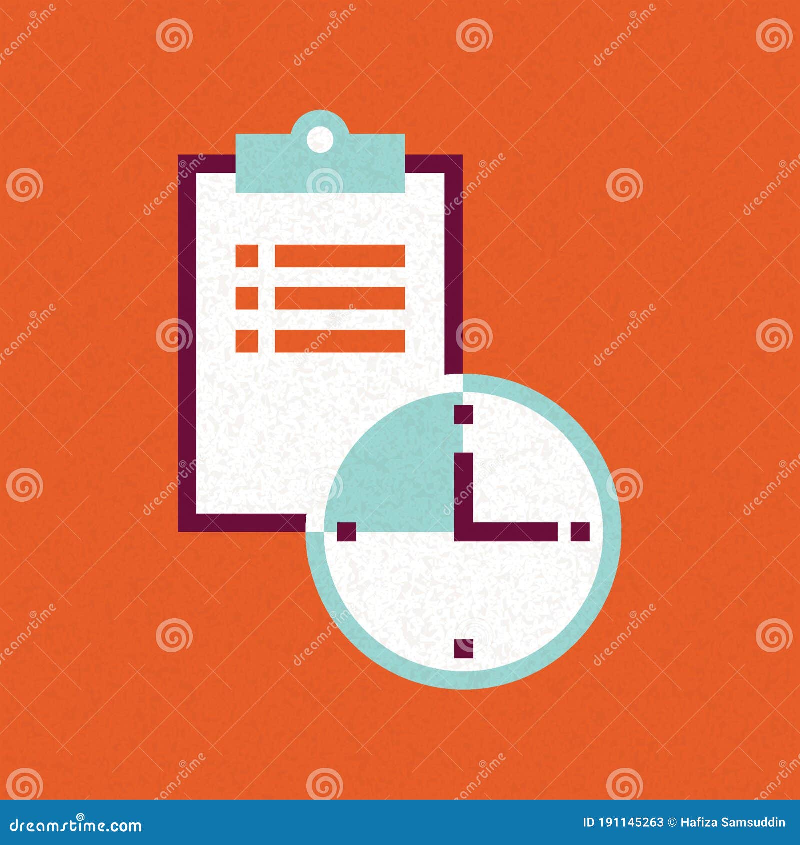 Clipboard with Clock. Vector Illustration Decorative Design Stock ...