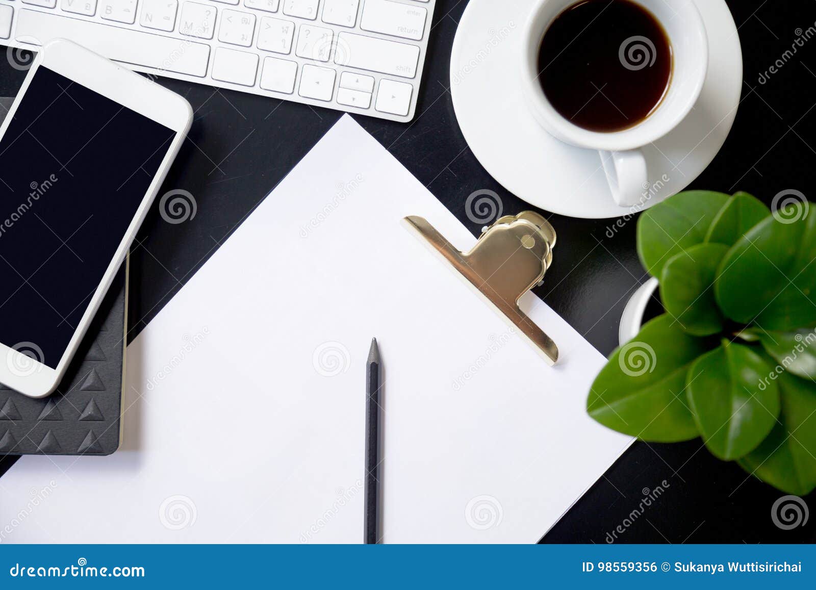 Clipboard with Copy Space on Working Table at Office Stock Photo ...
