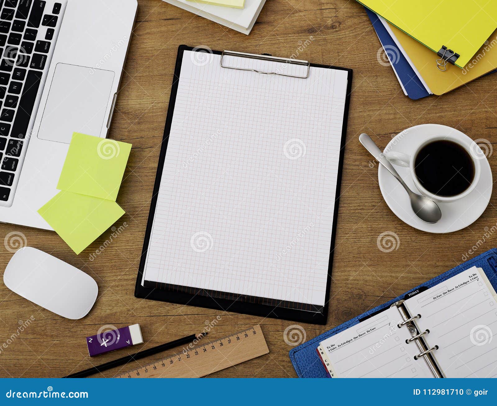 Clipboard on desk stock photo. Image of creativity, material - 112981710