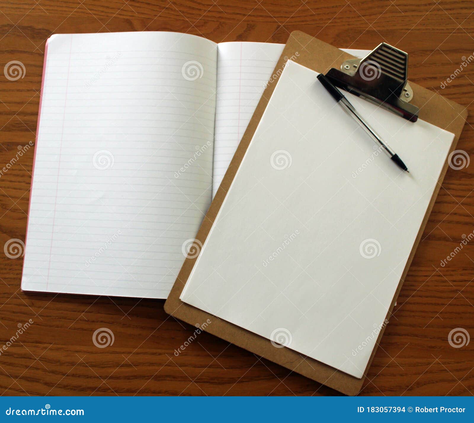 Clipboard on Desk in Office Stock Photo - Image of notebook, agreement ...