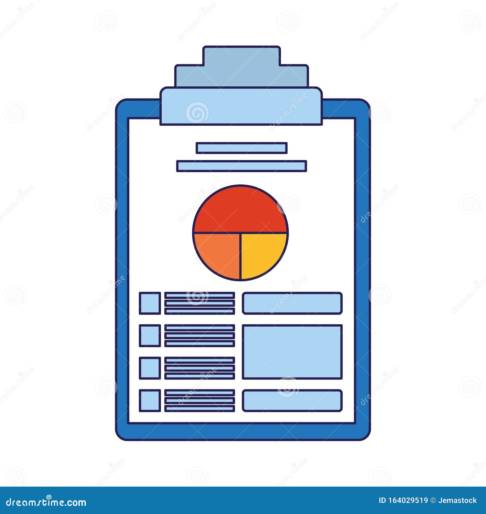 Clipboard with Document with Graphic Charts Stock Vector - Illustration ...