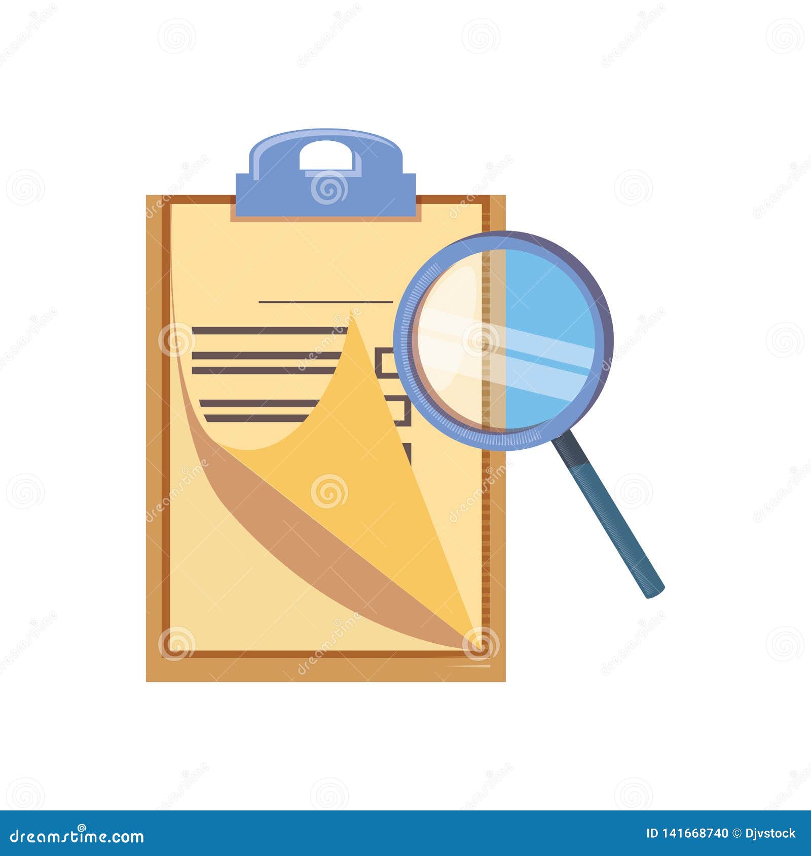 Clipboard Document with Magnifying Glass Stock Vector - Illustration of ...