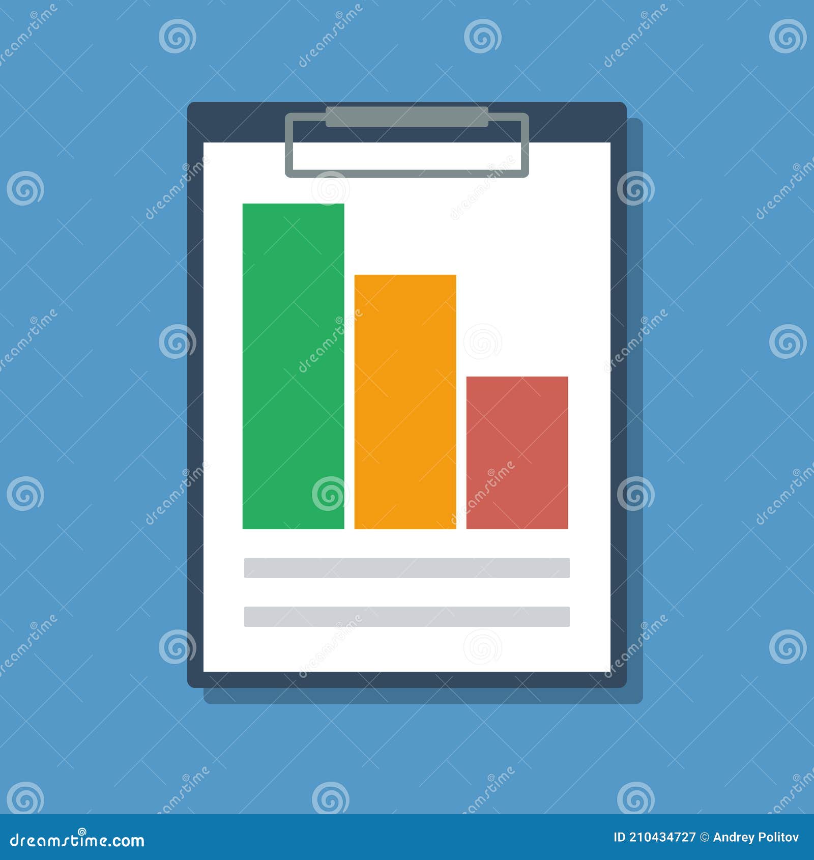 Clipboard with Drop Trended Bar Chart, Vector Illustration Stock Vector ...