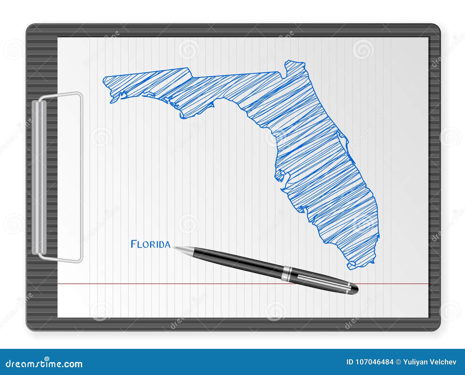Clipboard Florida map stock vector. Illustration of frontier - 107046484