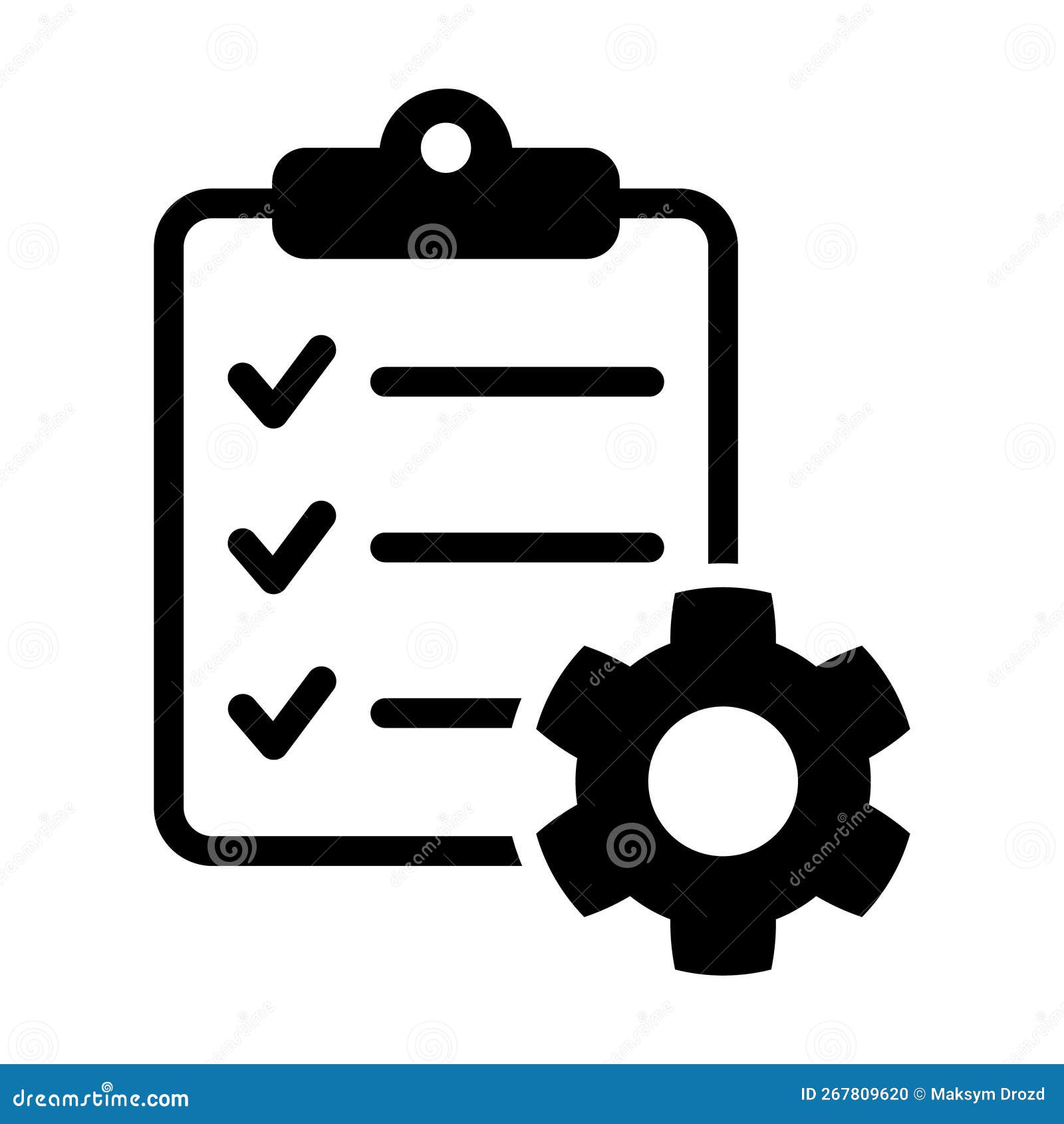 Clipboard and Gear Icon. Project Management Concept Flat Style ...