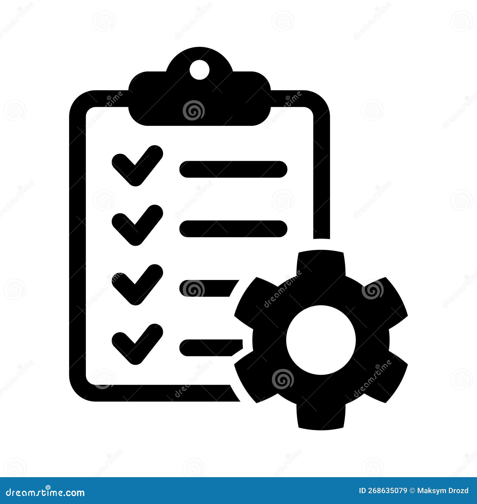 Clipboard and Gear Icon. Project Management Concept Flat Style ...