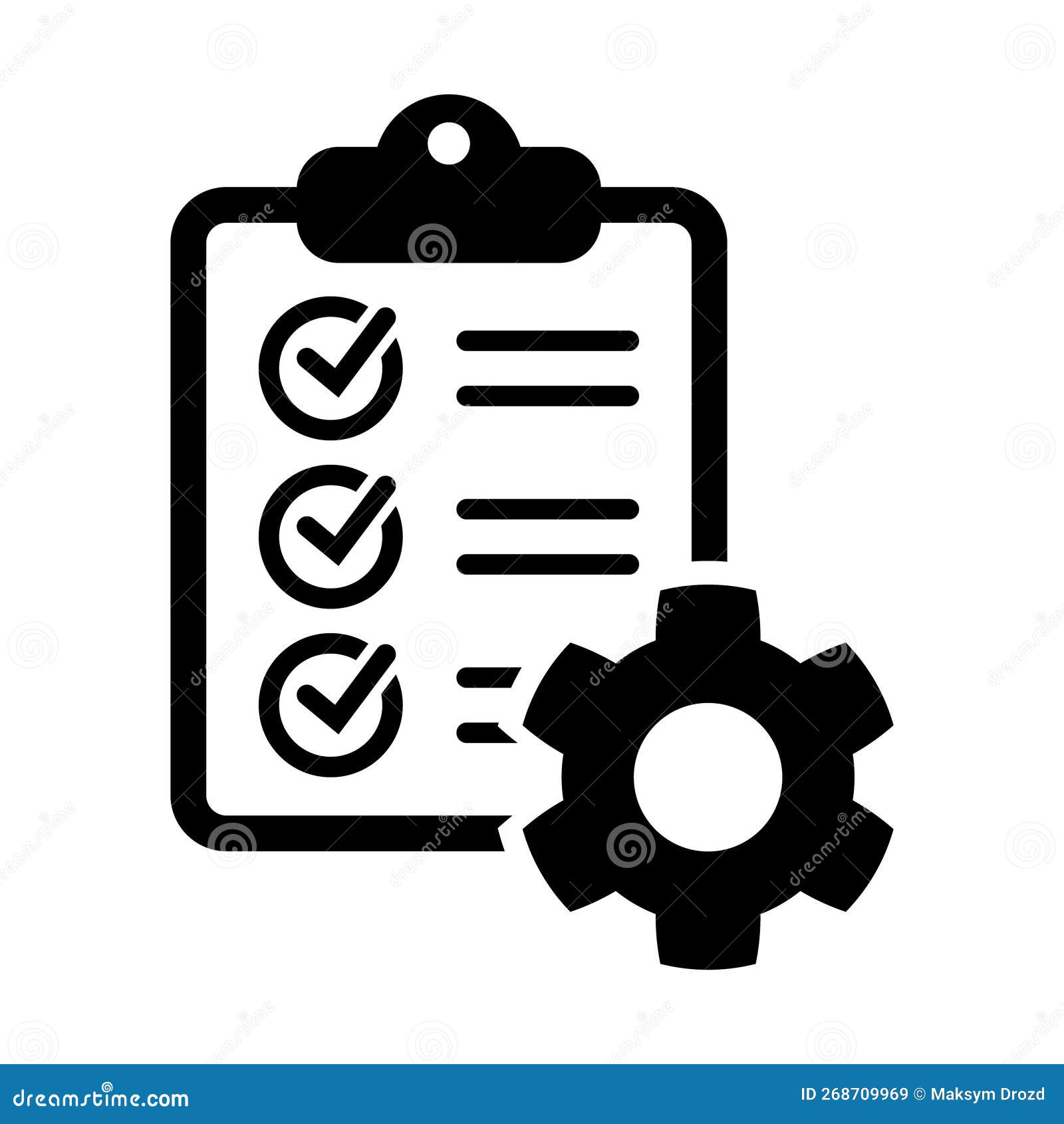 Clipboard and Gear Icon. Project Management Concept Flat Style ...