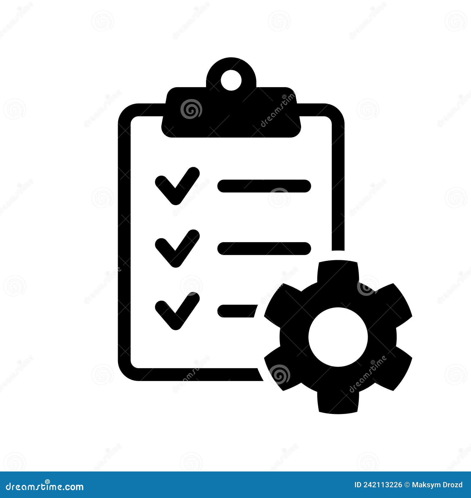 Clipboard with Gear Isolated Icon. Technical Support Check List Icon ...