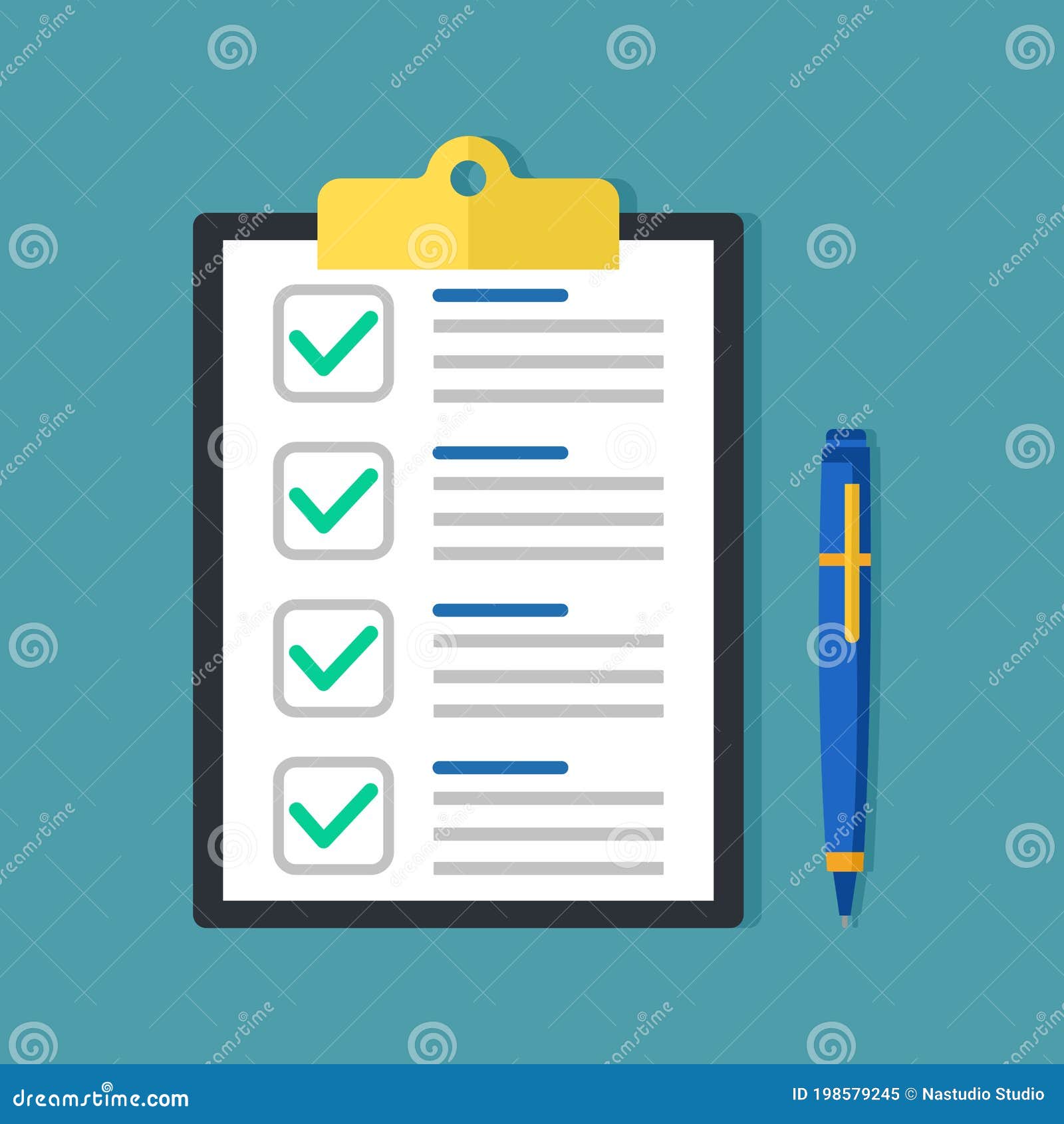 Clipboard With Green Tick Checkmarks. Checklist, Complete Tasks, To-do ...
