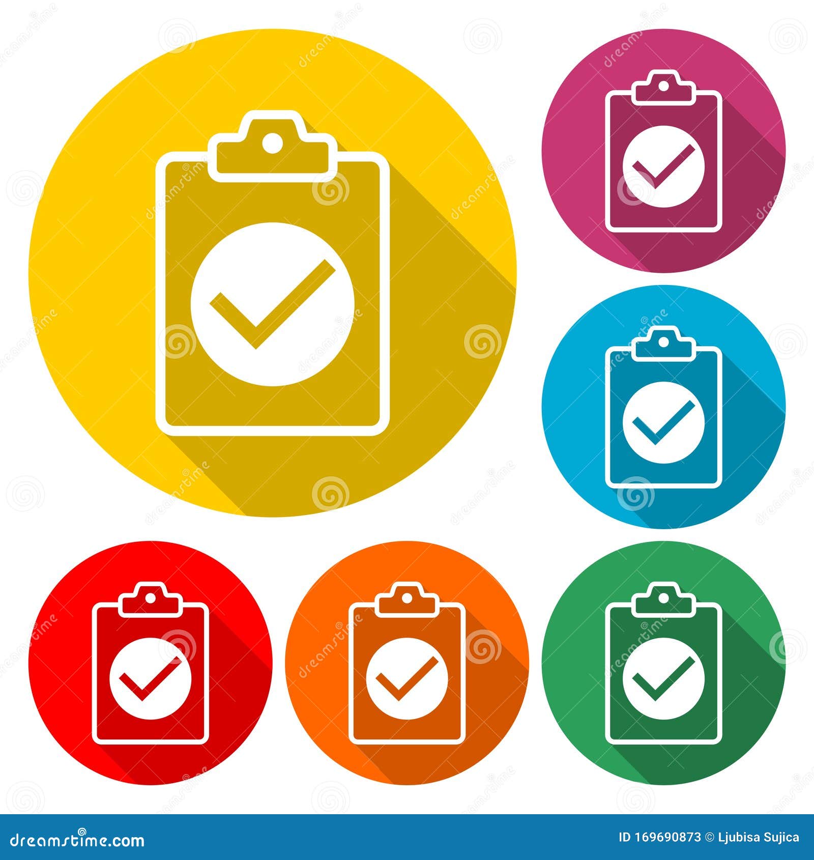 Clipboard Icon with Check Marks with Long Shadow Stock Vector ...