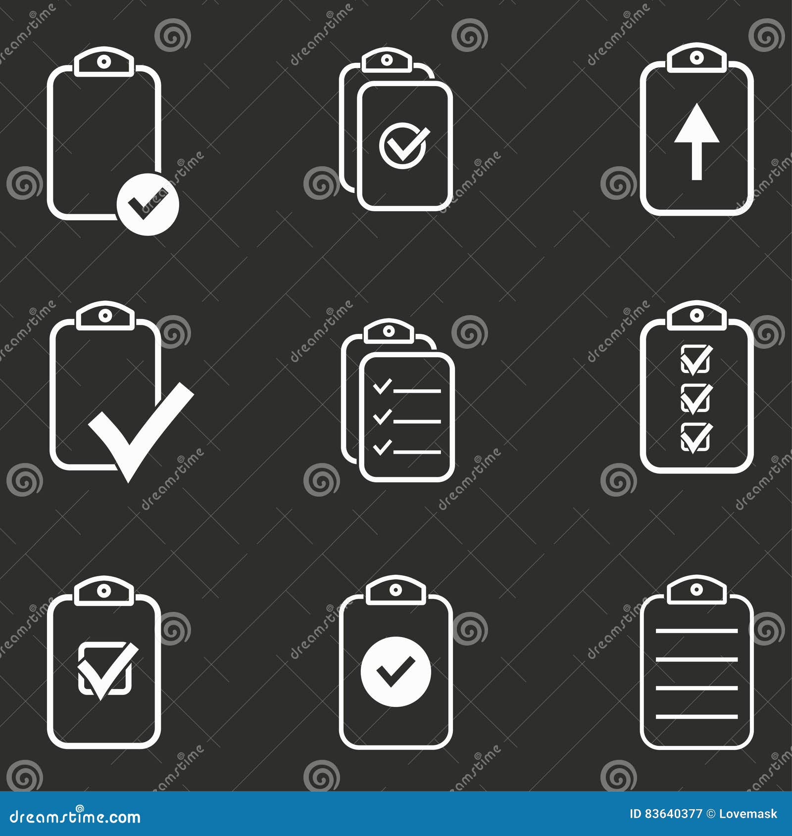 Clipboard icon set. stock vector. Illustration of business - 83640377