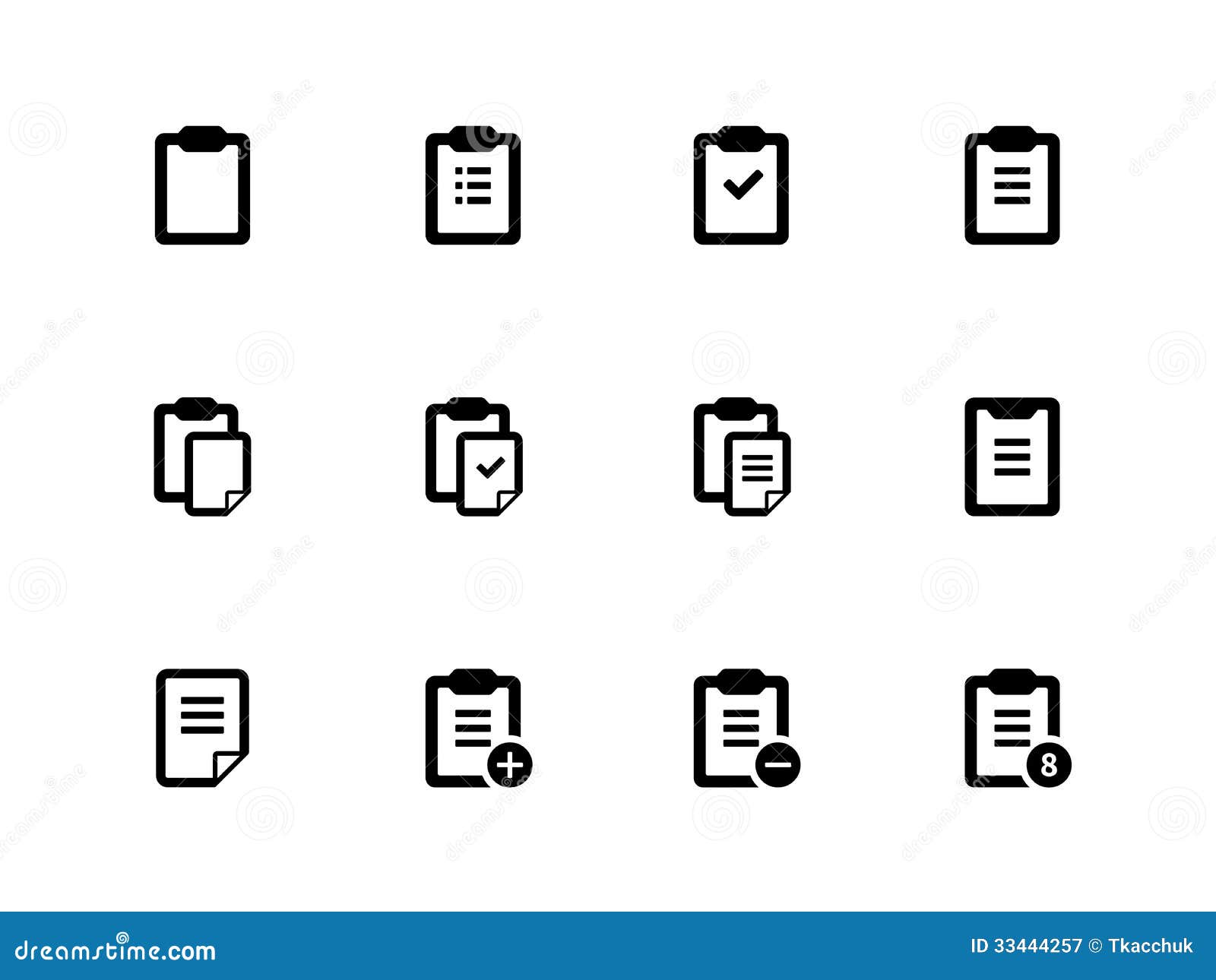 Set Clipboard Icons. Document With Approval Check Icon, Quality Sign ...