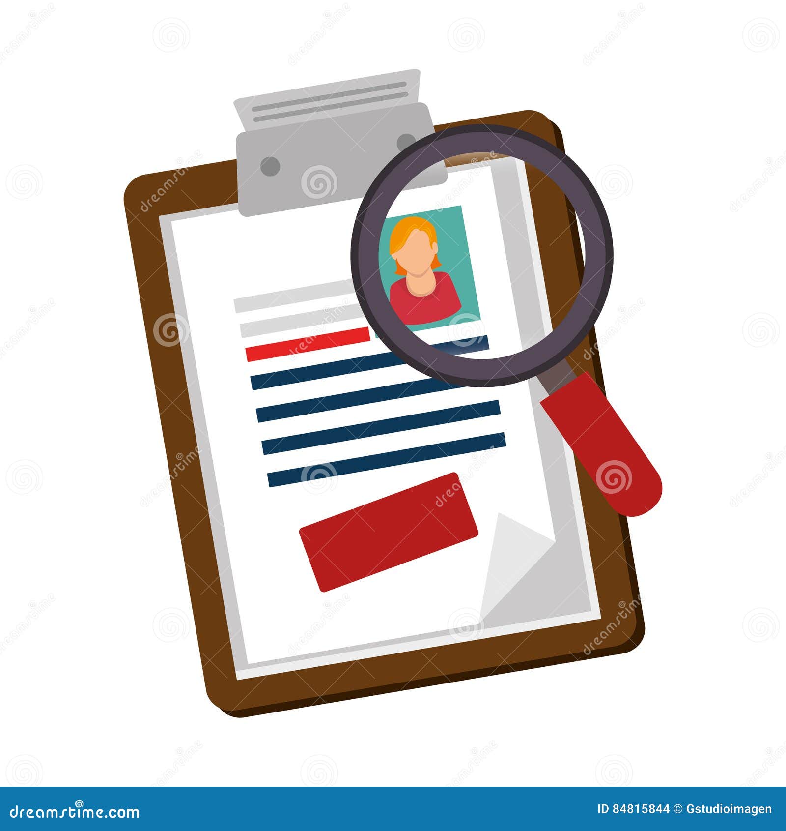 Clipboard with Magnifying Glass Stock Illustration - Illustration of ...
