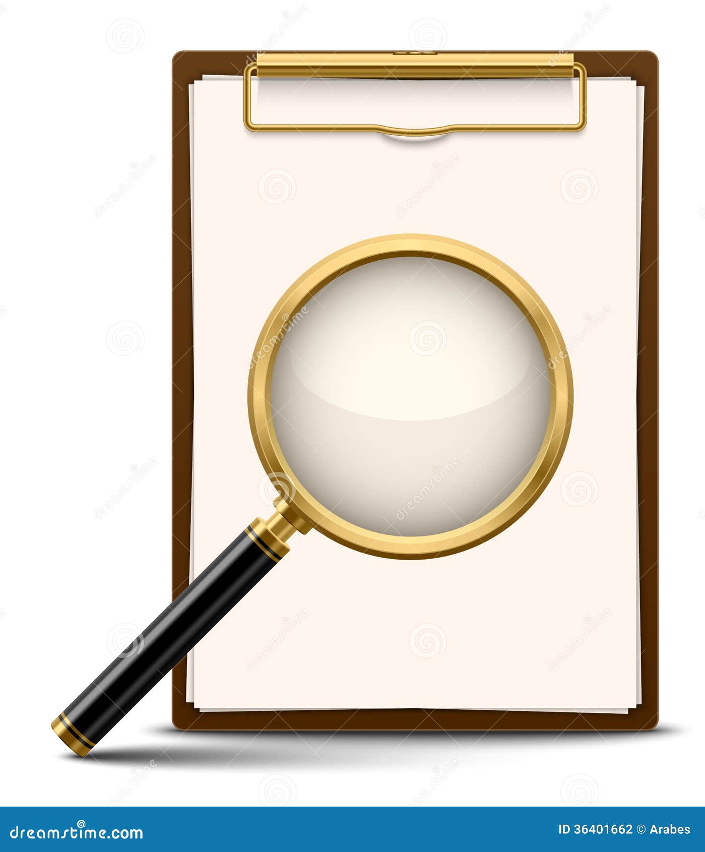 Clipboard And Magnifying Glass Icon. Reviewing The Checklist. Black ...