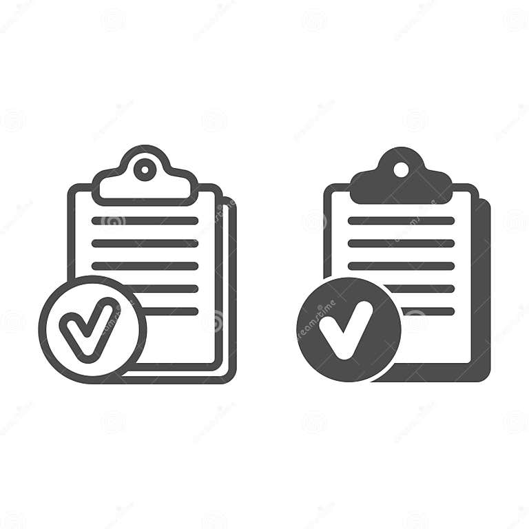 Clipboard with Notes and Approval Emblem Line and Solid Icon, Clinical ...