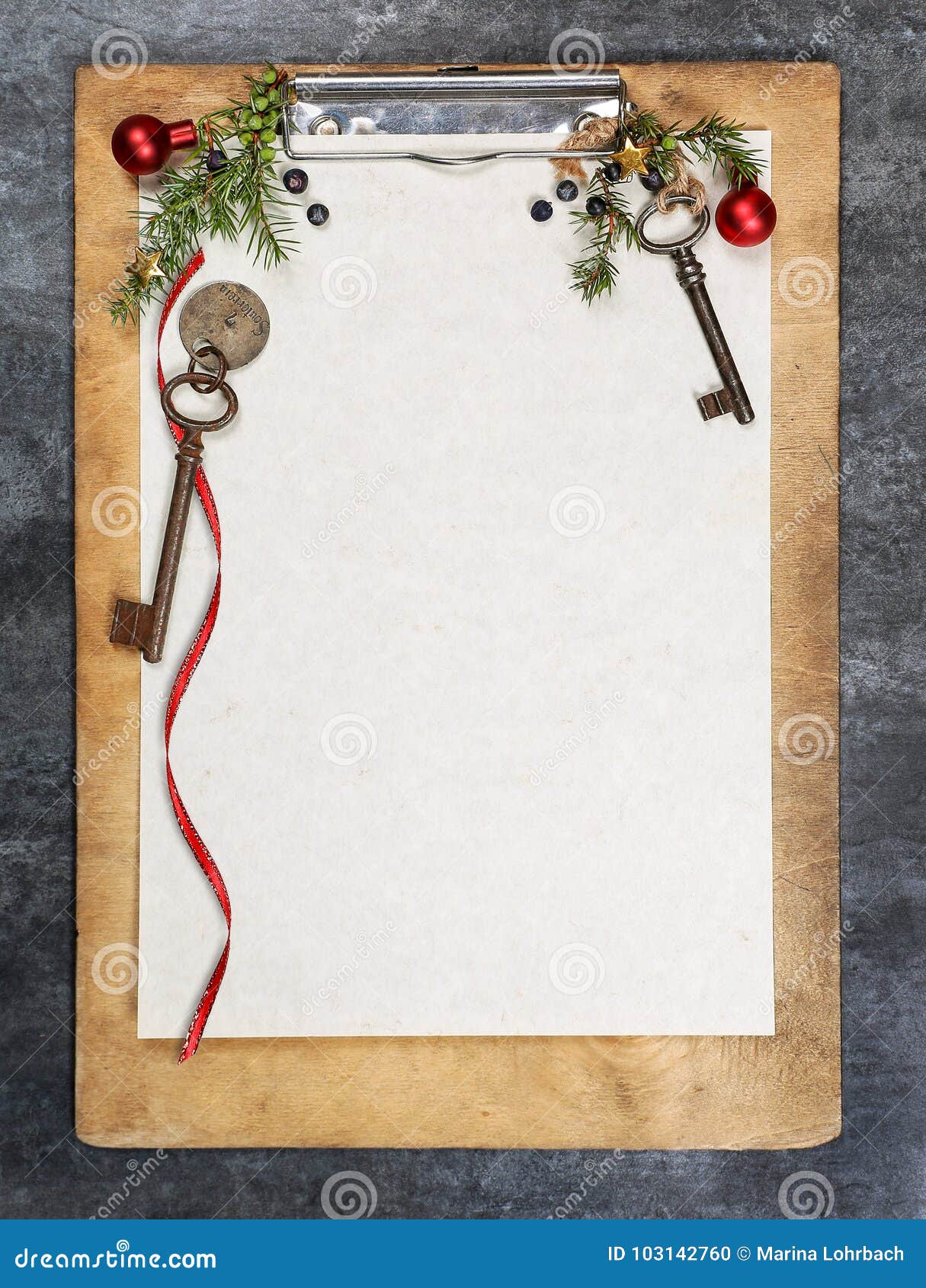 Clipboard with Paper, Copy Space Stock Photo - Image of lunch, juniper ...