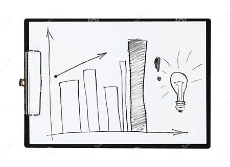 Clipboard and Paper Sheet with Pencil Drawing Bar Chart, Object Stock ...