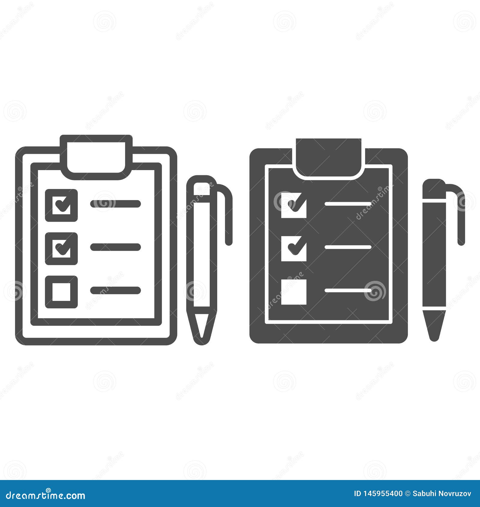 Clipboard with Pen Line and Glyph Icon. Checkboard and Pen Vector ... Clipboard with Pen Line and Glyph Icon. Checkboard and Pen Vector ...