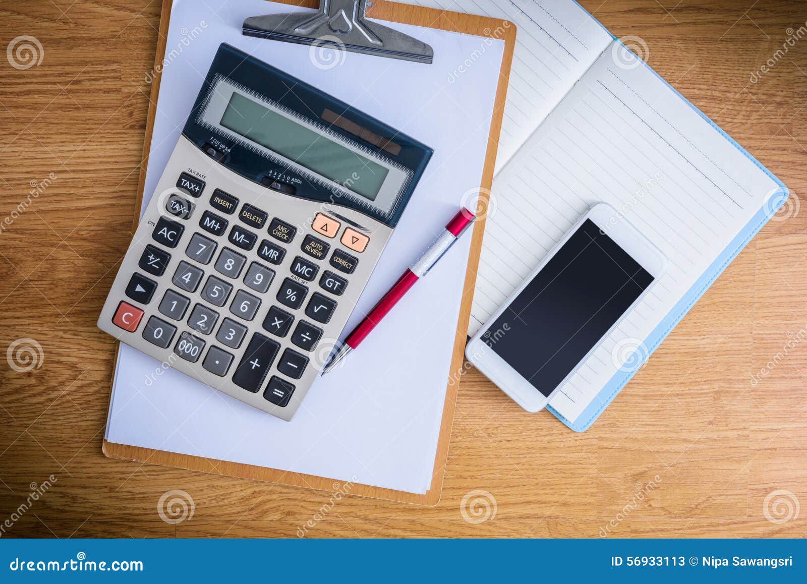 Clipboard with a Pen and Notebook, Calculator Stock Image - Image of ...