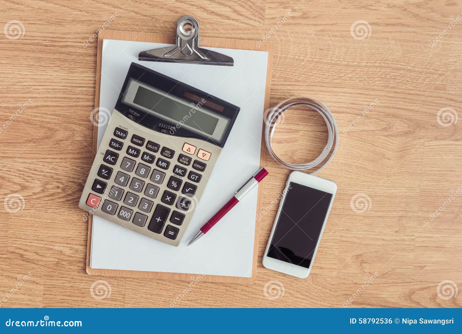 Clipboard with a Pen and Notebook, Calculator Stock Photo - Image of ...