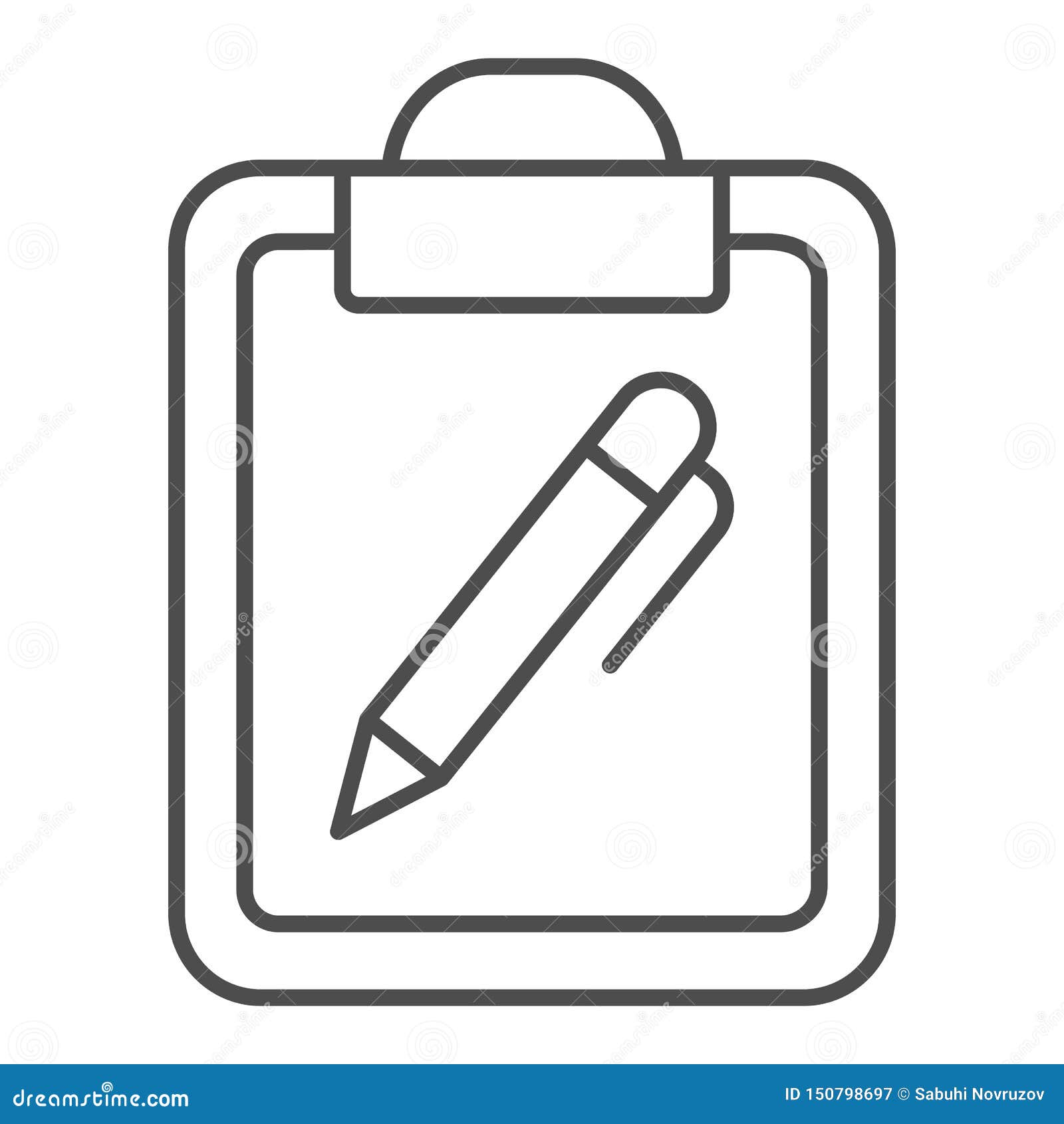 Clipboard and Pen Thin Line Icon. Document with Pen Vector Illustration ...